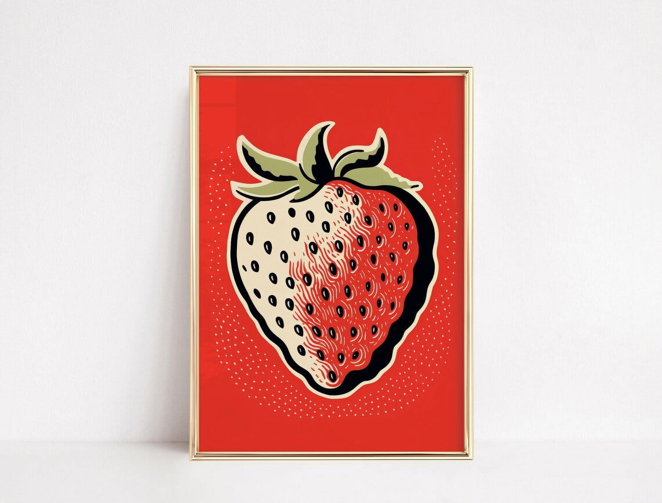 Strawberry Poster, Trendy Fruits Food Wall Art For Kitchen And House ...