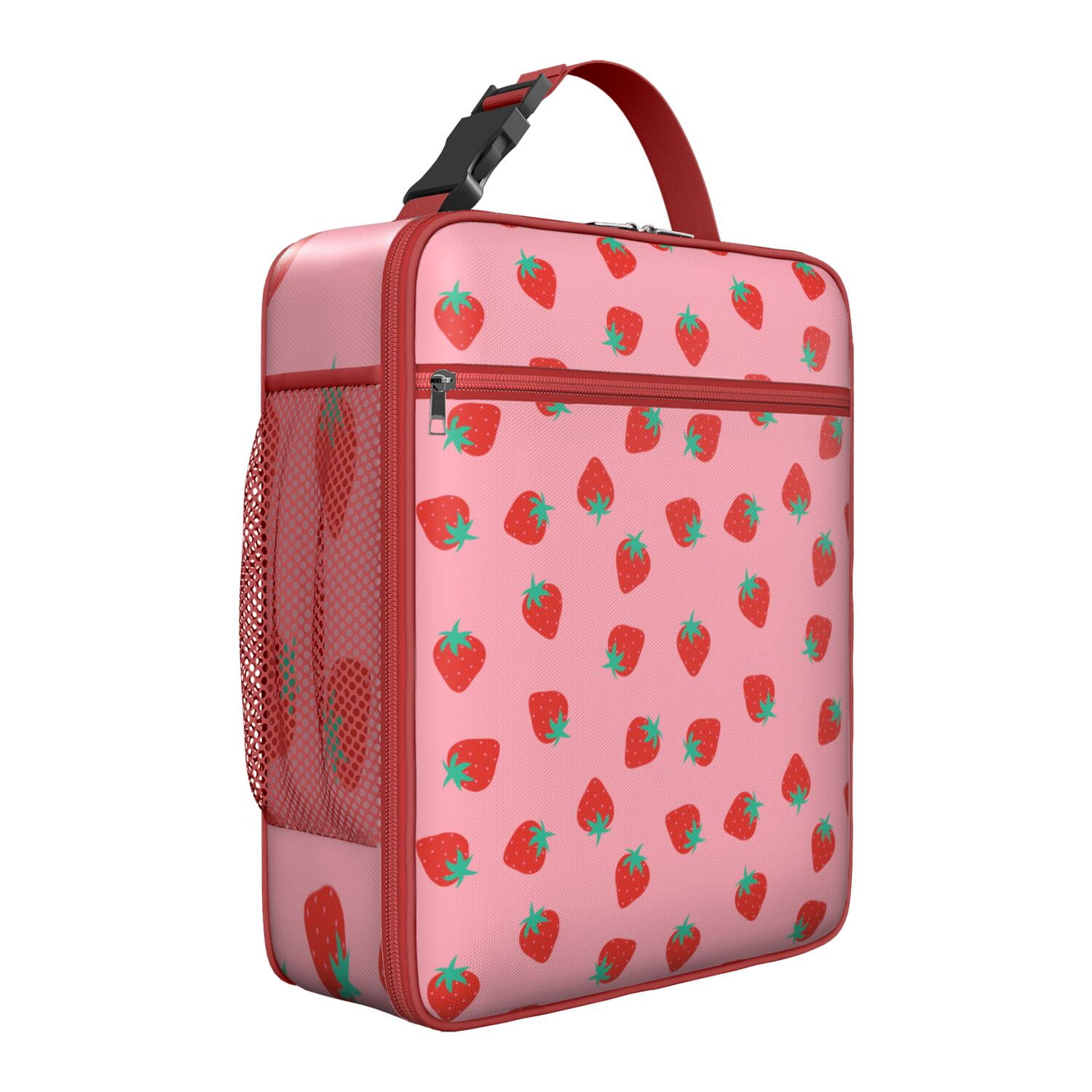 Strawberry Print Lunch Bag – Cute Red Sweet Kawaii Fruity Strawberries ...
