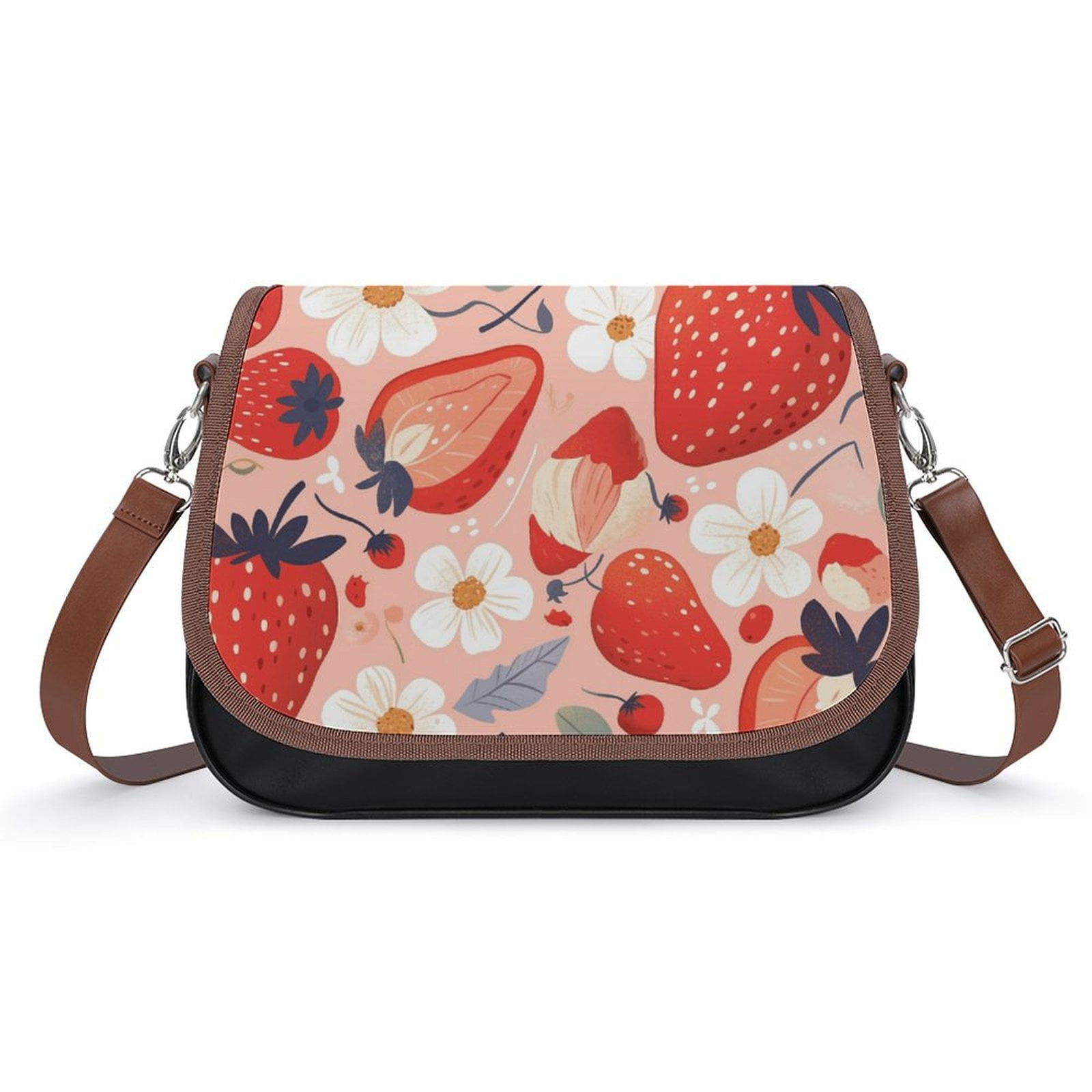 Strawberry Pu Leather Shoulder Bag Essential For Daily Travel Simple ...
