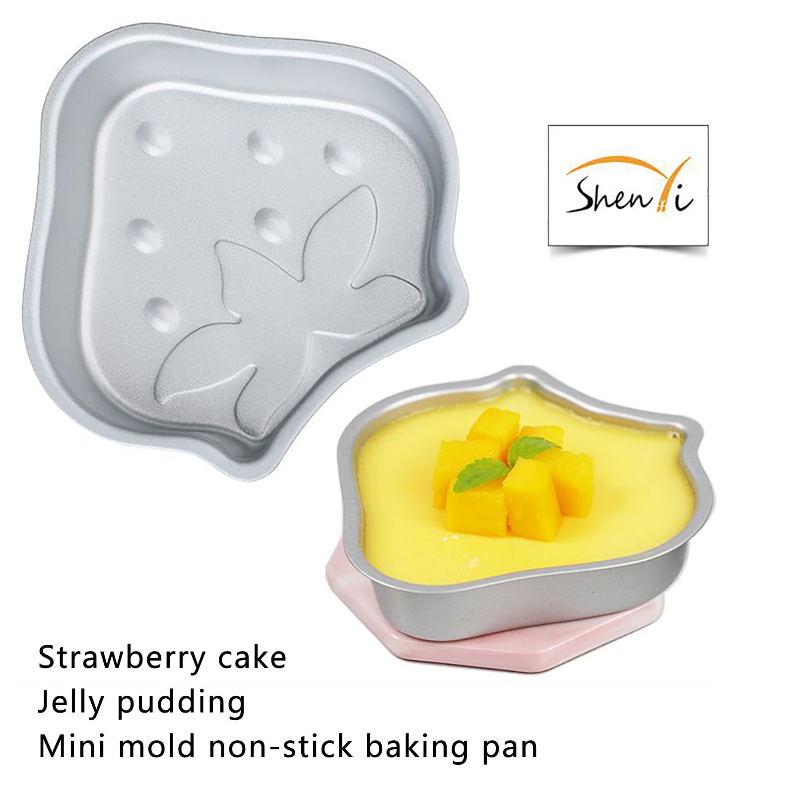 Strawberry Pudding Molds Set - 4-Piece Stainless Steel Baking Cups with ...