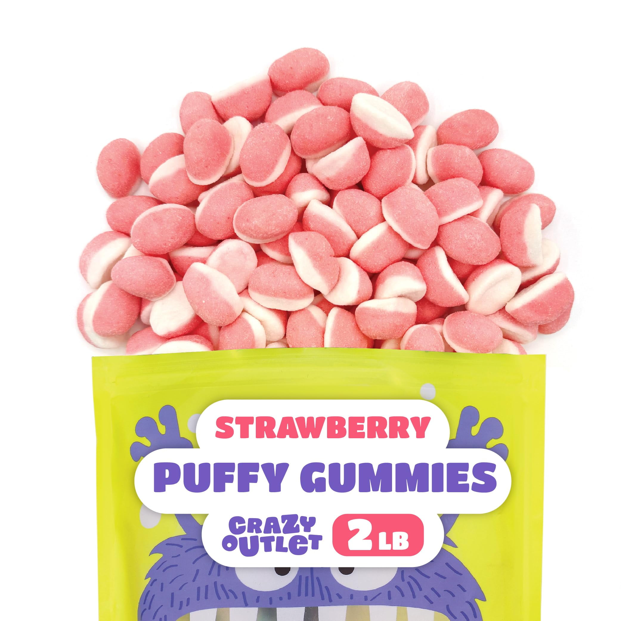 Strawberry Puffy Gummy Candy ESF27 - 2 Pound Pack - Pink Cloud Candy ...