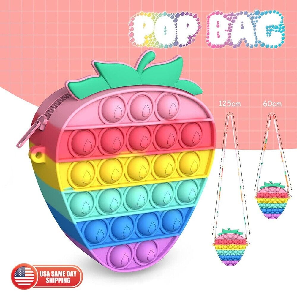 Strawberry Purse Shoulder Bag Handbag Pop-it Push Bubble Fidget Sensory ...