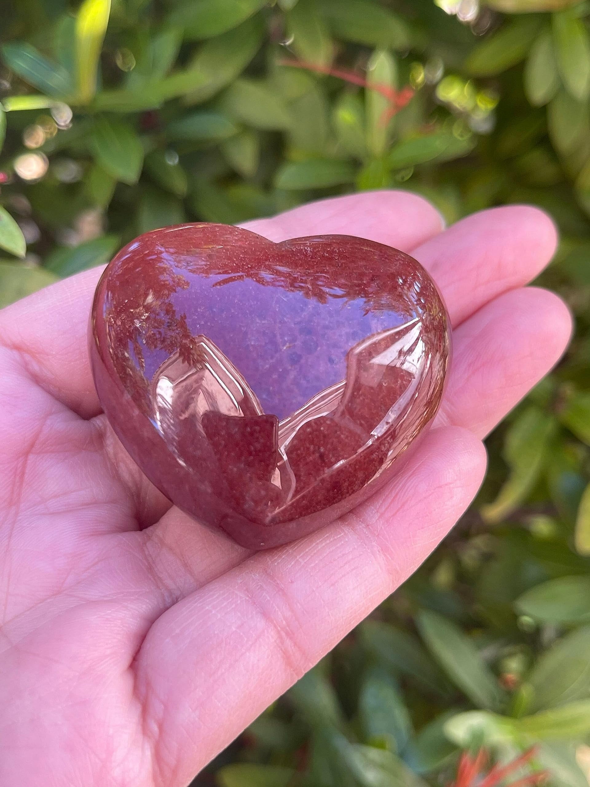 Strawberry Quartz Gemstone Hearts, Polished Strawberry Quartz Puffy Hearts, Strawberry Quartz ...