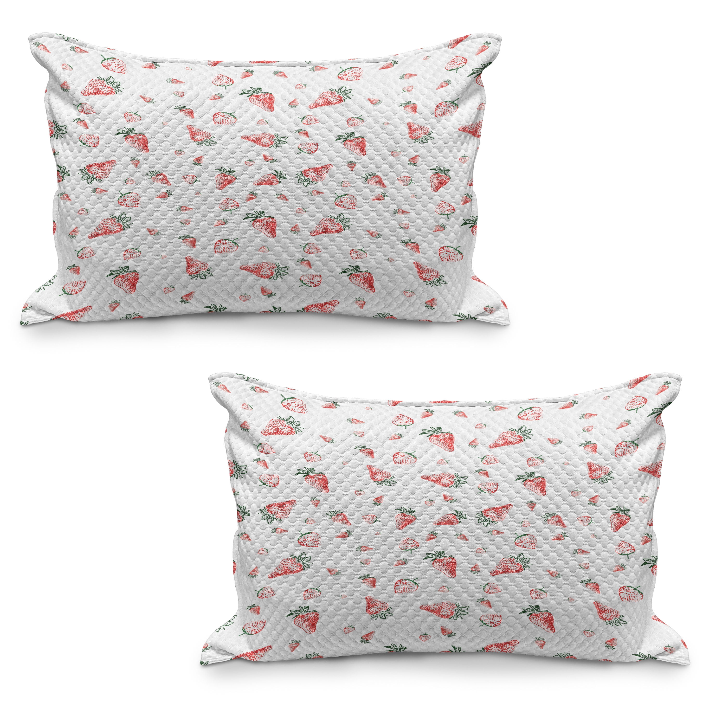 Strawberry Quilted Pillowcover Set of 2, Grunge Pattern with Minimal ...