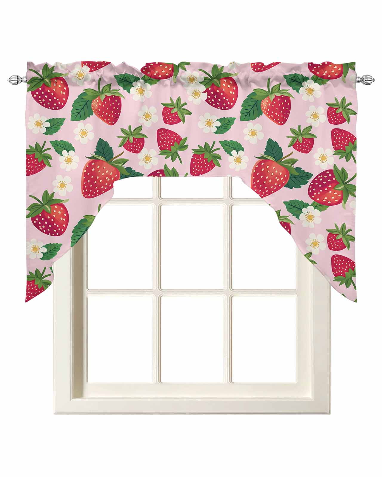 Strawberry Rustic Kitchen Curtains Swag Valance for Windows/Bathroom ...