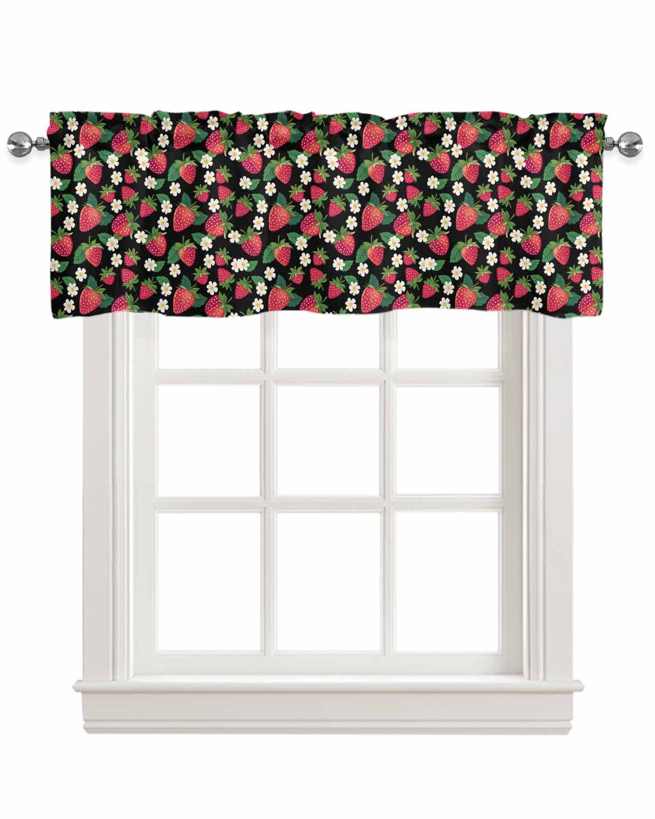 Strawberry Rustic Kitchen Valances for Windows Farmhouse Linen Window ...
