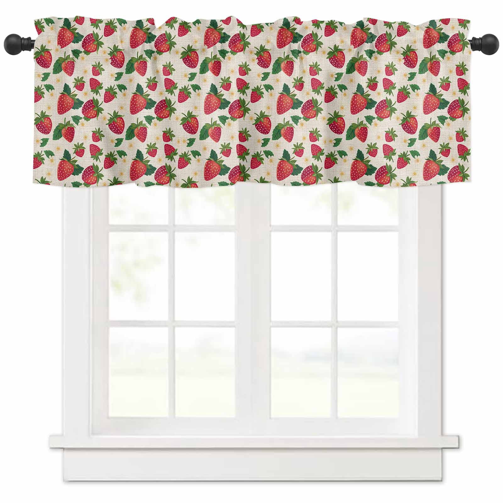 Strawberry Rustic Valances for Windows Farmhouse Kitchen Curtains ...
