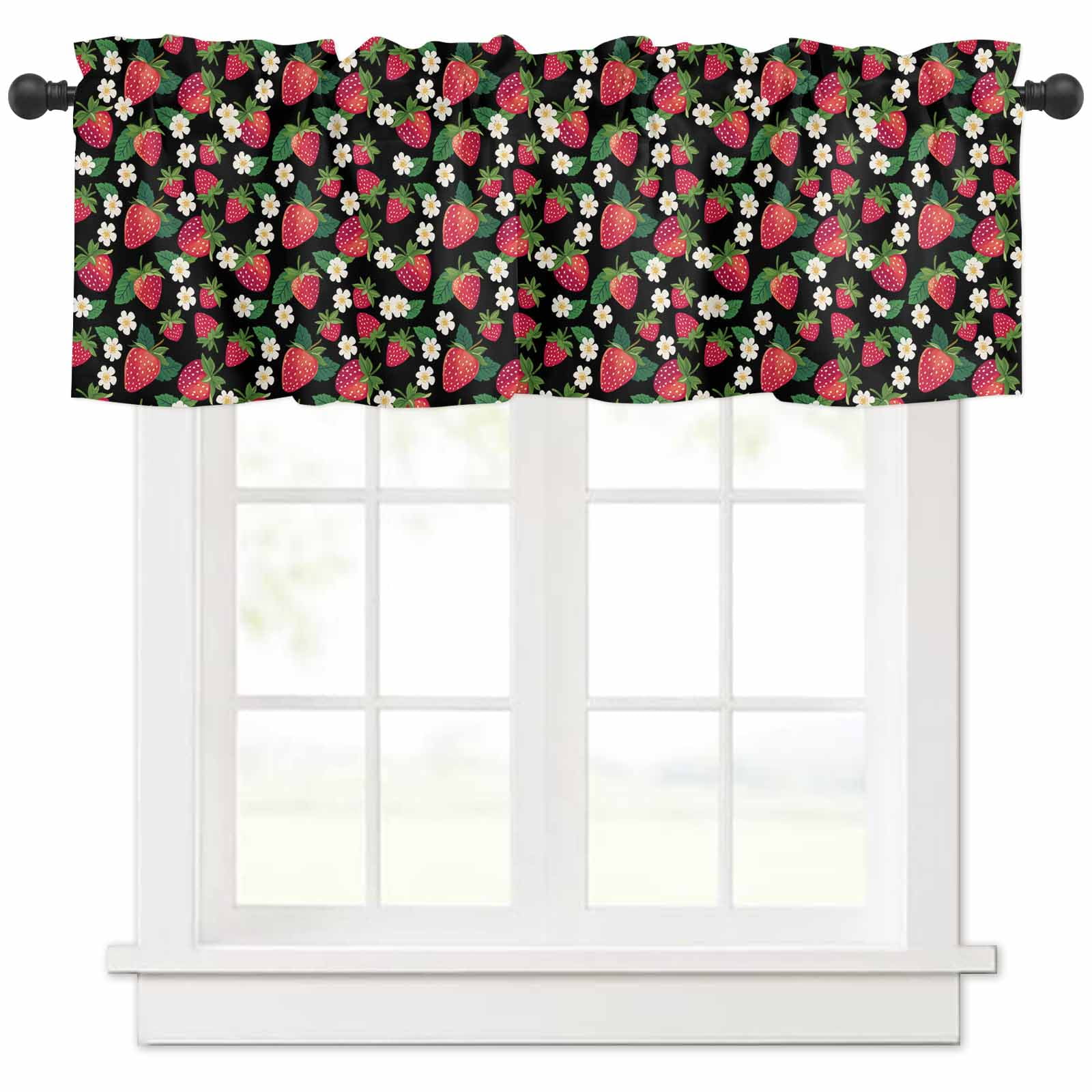 Strawberry Rustic Valances for Windows Farmhouse Kitchen Curtains ...