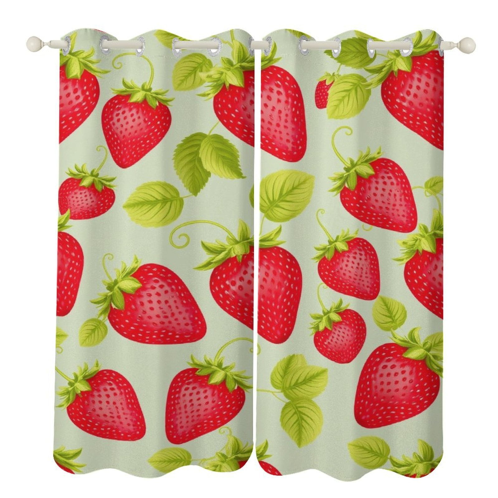 Strawberry Seamless Pattern Blackout Window Curtains for Bedroom Living ...