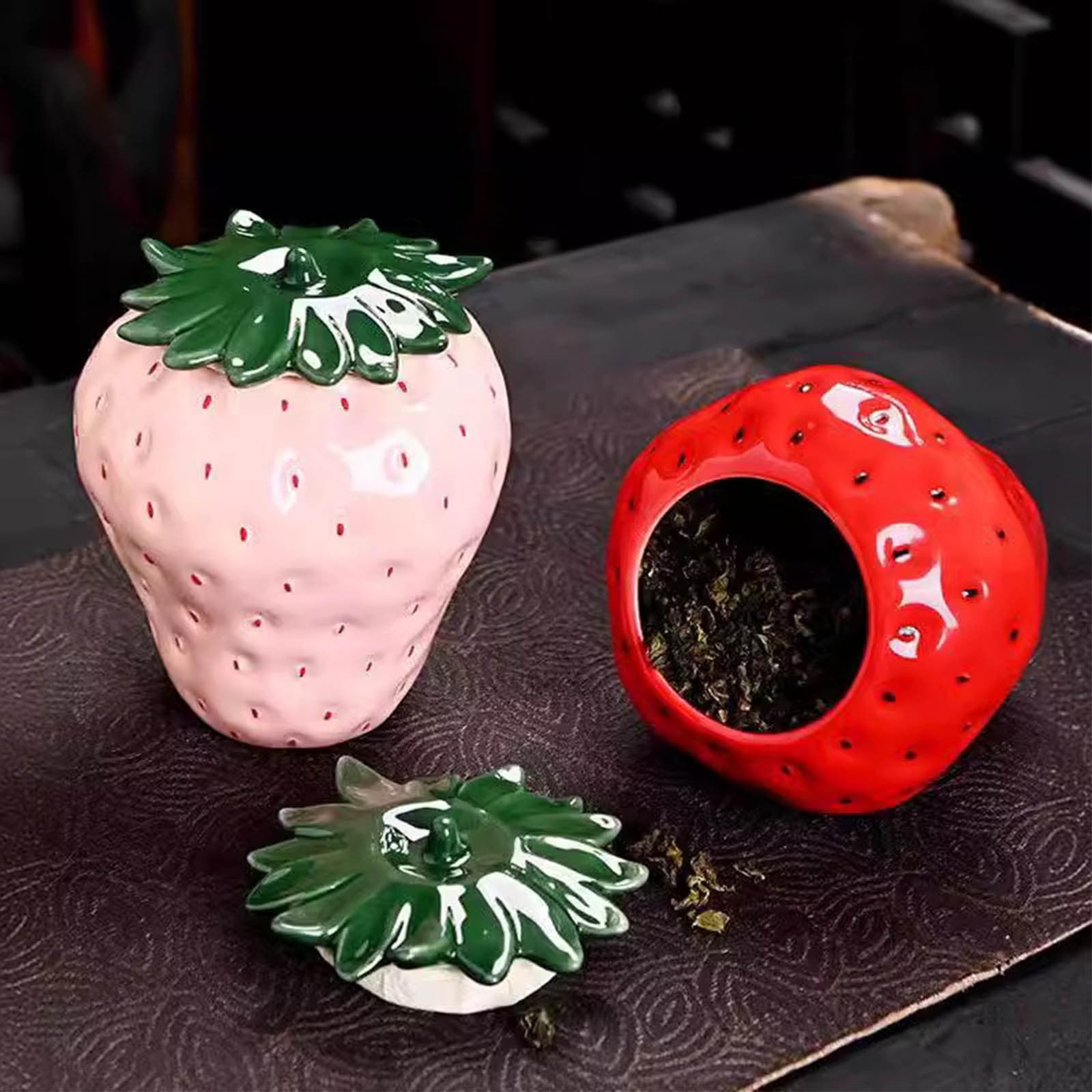 Strawberry Shaped Jar Strawberry Candy Jar With Lid Ceramic Strawberry ...