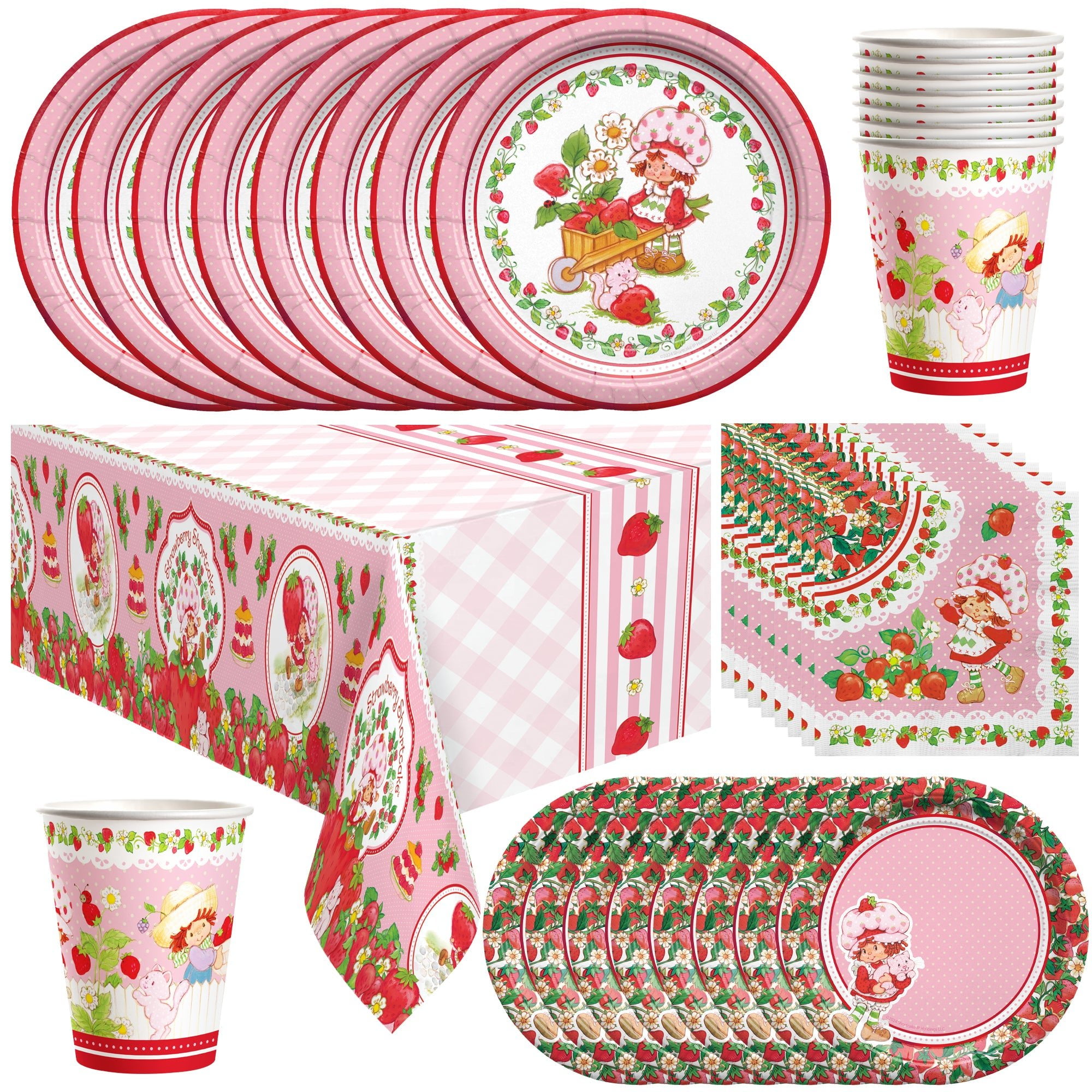 Strawberry Shortcake Birthday Supplies Tableware Deluxe Set for 16 ...
