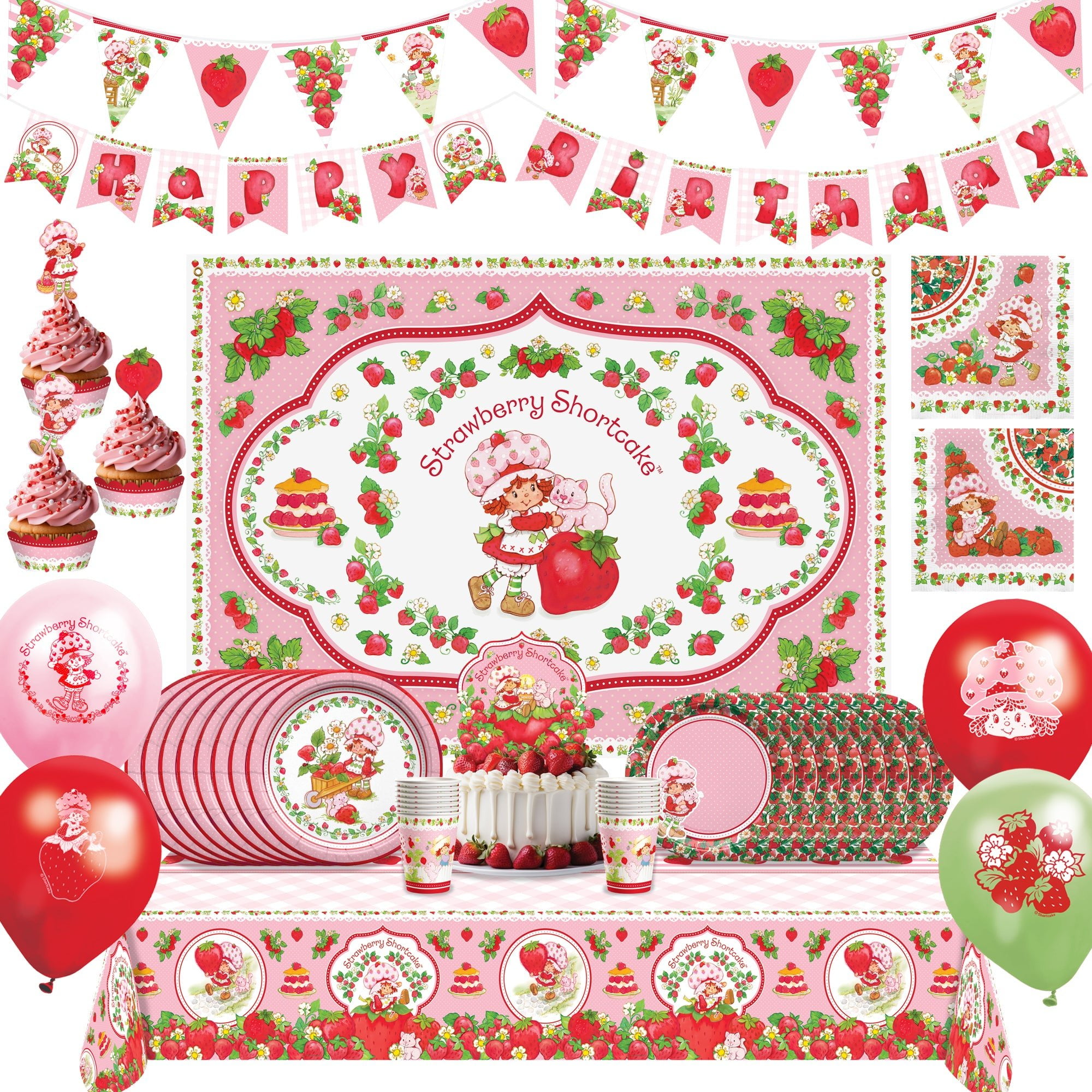 Strawberry Shortcake Birthday Supplies Ultimate Set for 24 Guests ...