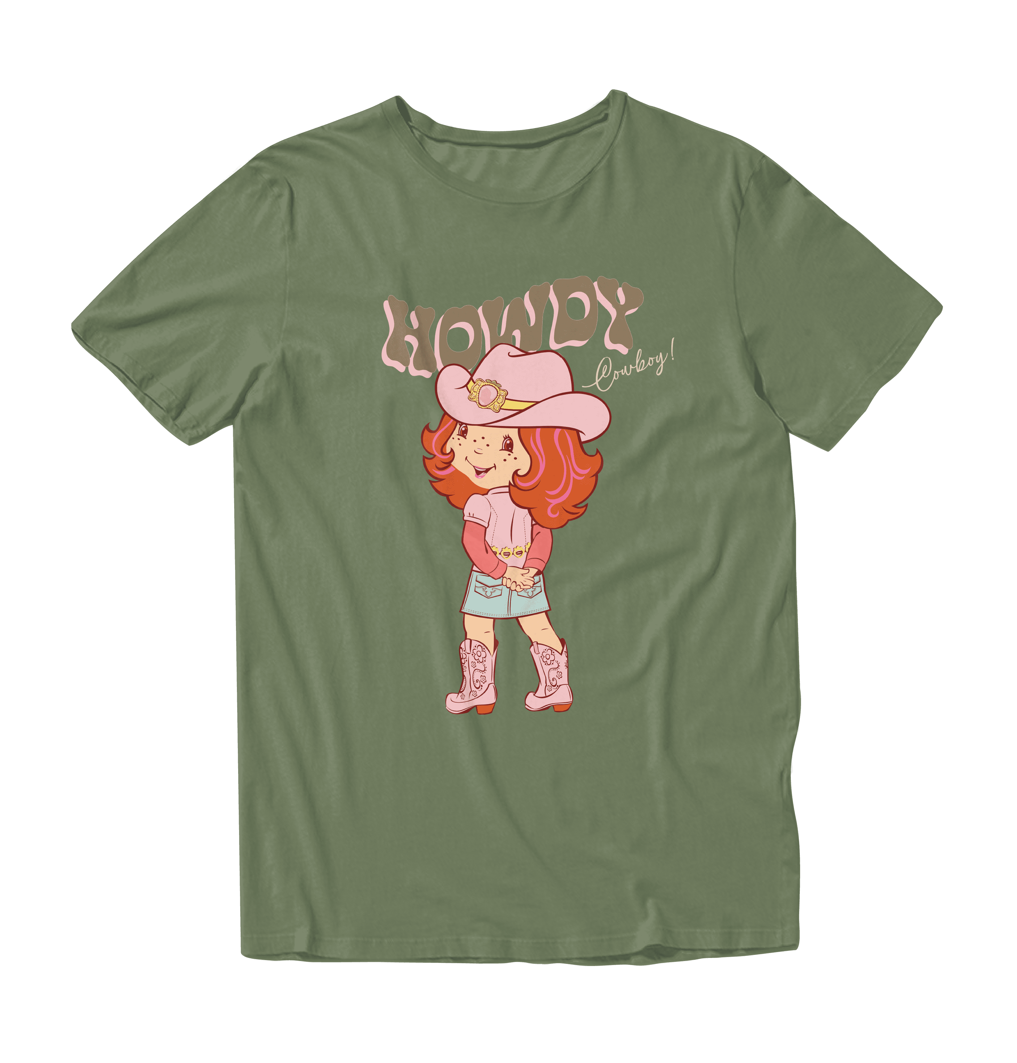 Strawberry Shortcake Cowgirl Howdy Adult Unisex Short Sleeve T-Shirt ...