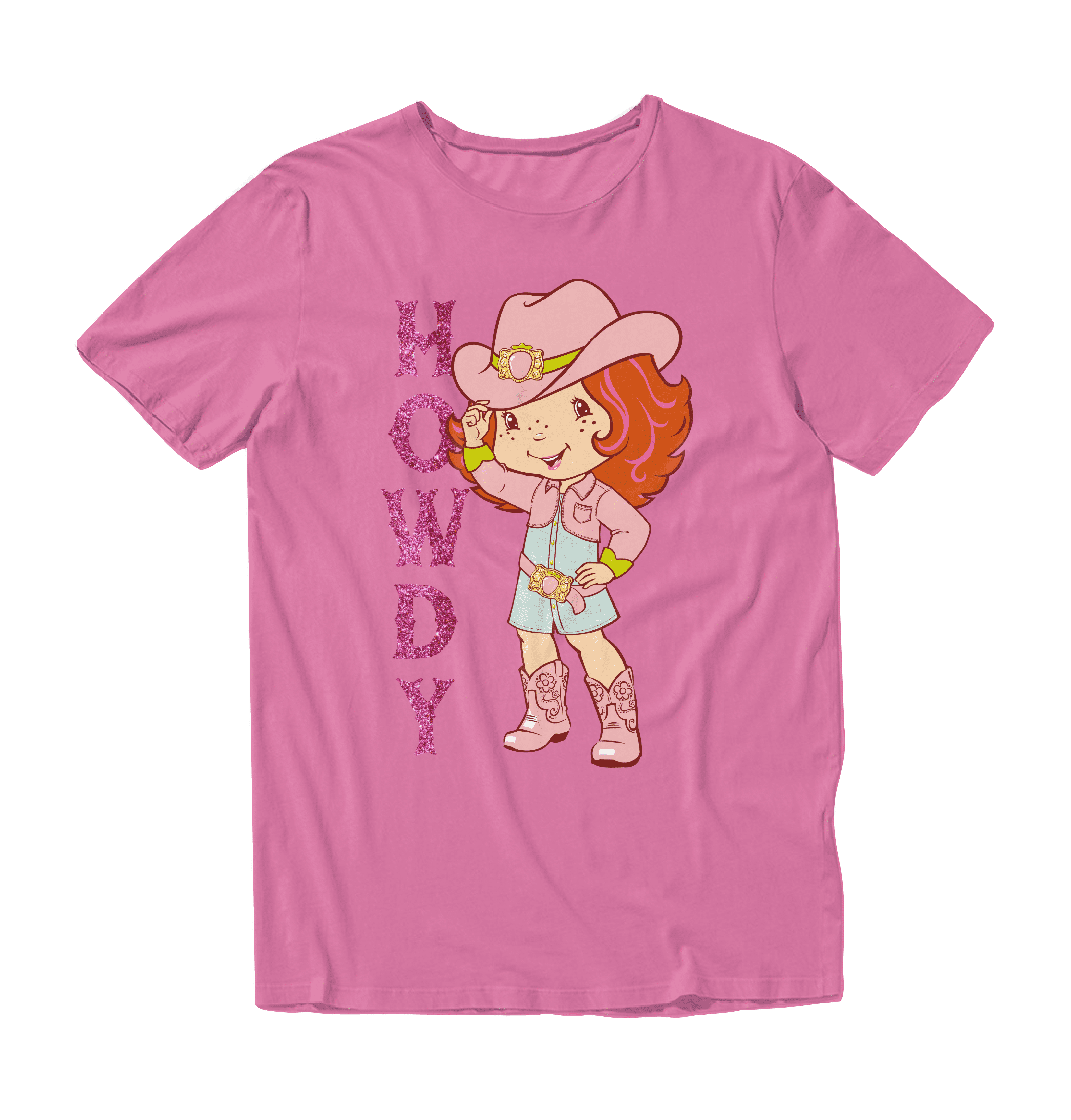 Strawberry Shortcake Cowgirl Howdy Hat Child Unisex Short Sleeve T-Shirt (Pink, Youth S-Youth XL ...