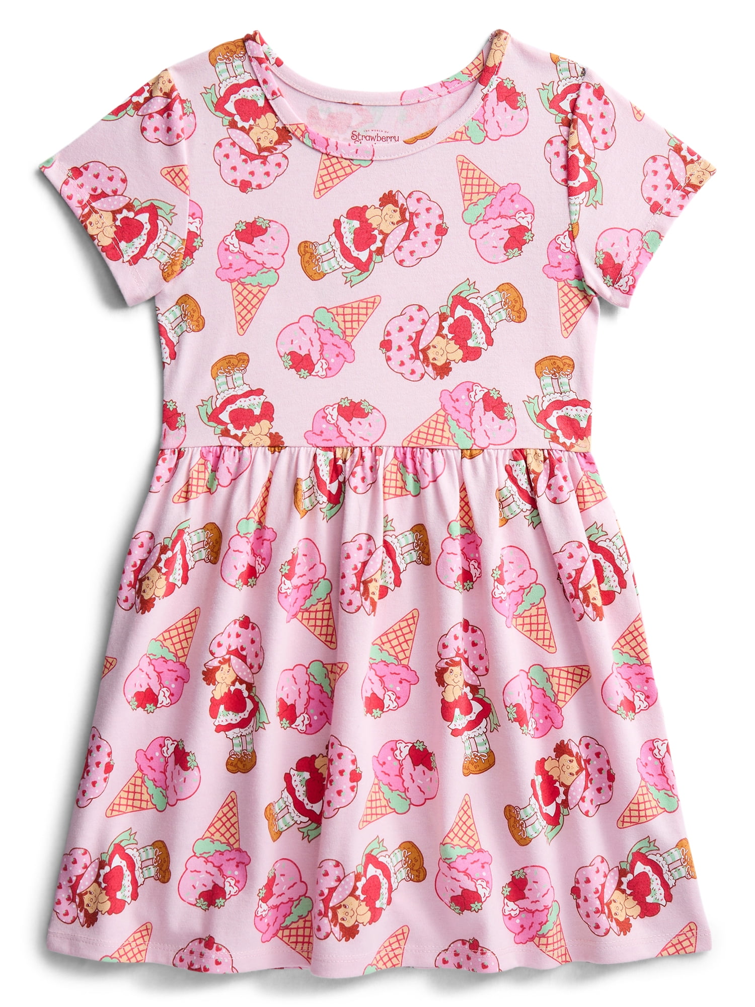 Strawberry Shortcake Girls' Allover Print Dress with Short Sleeves ...