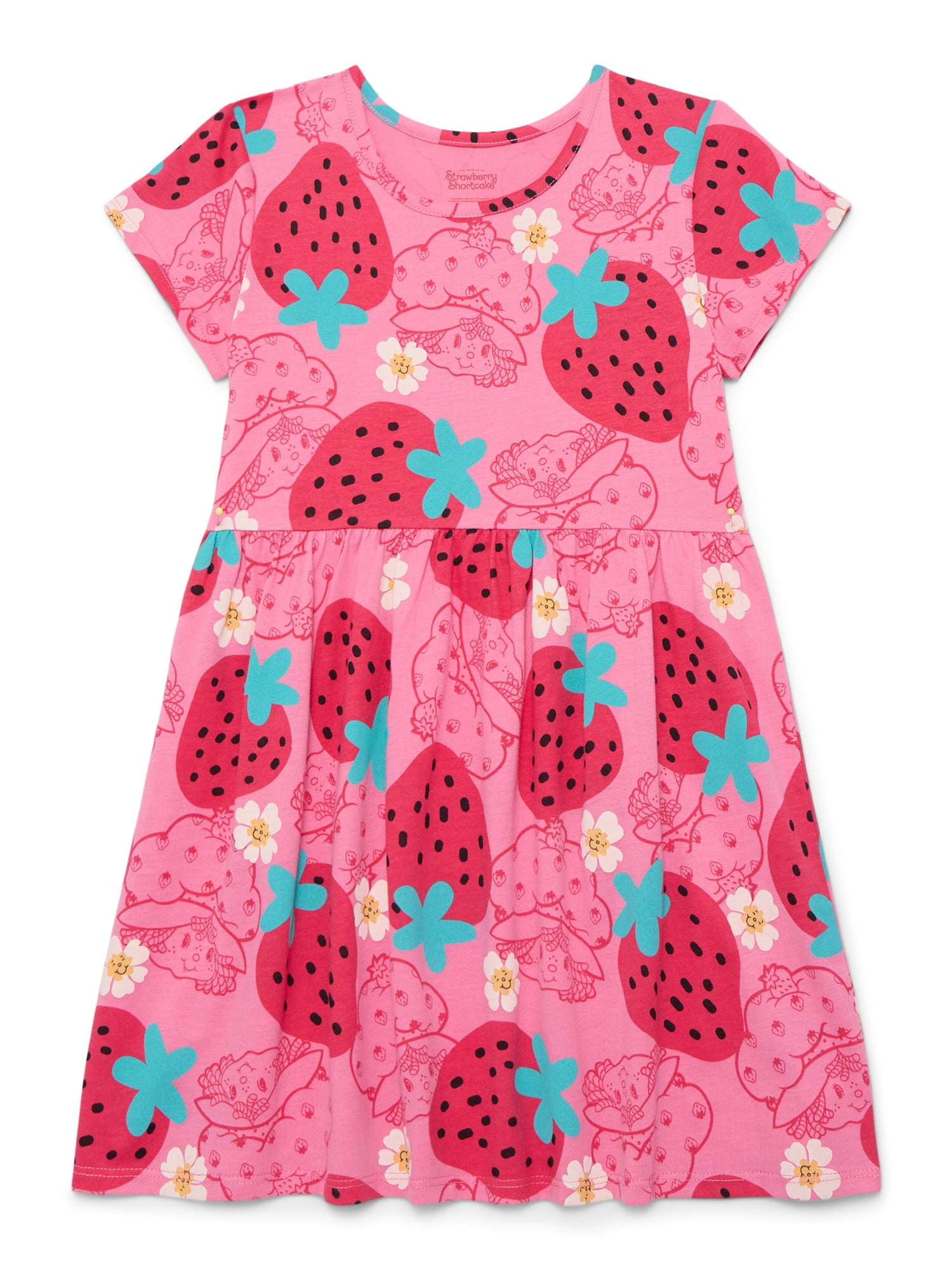 Strawberry Shortcake Girls Allover Print Dress with Short Sleeves ...
