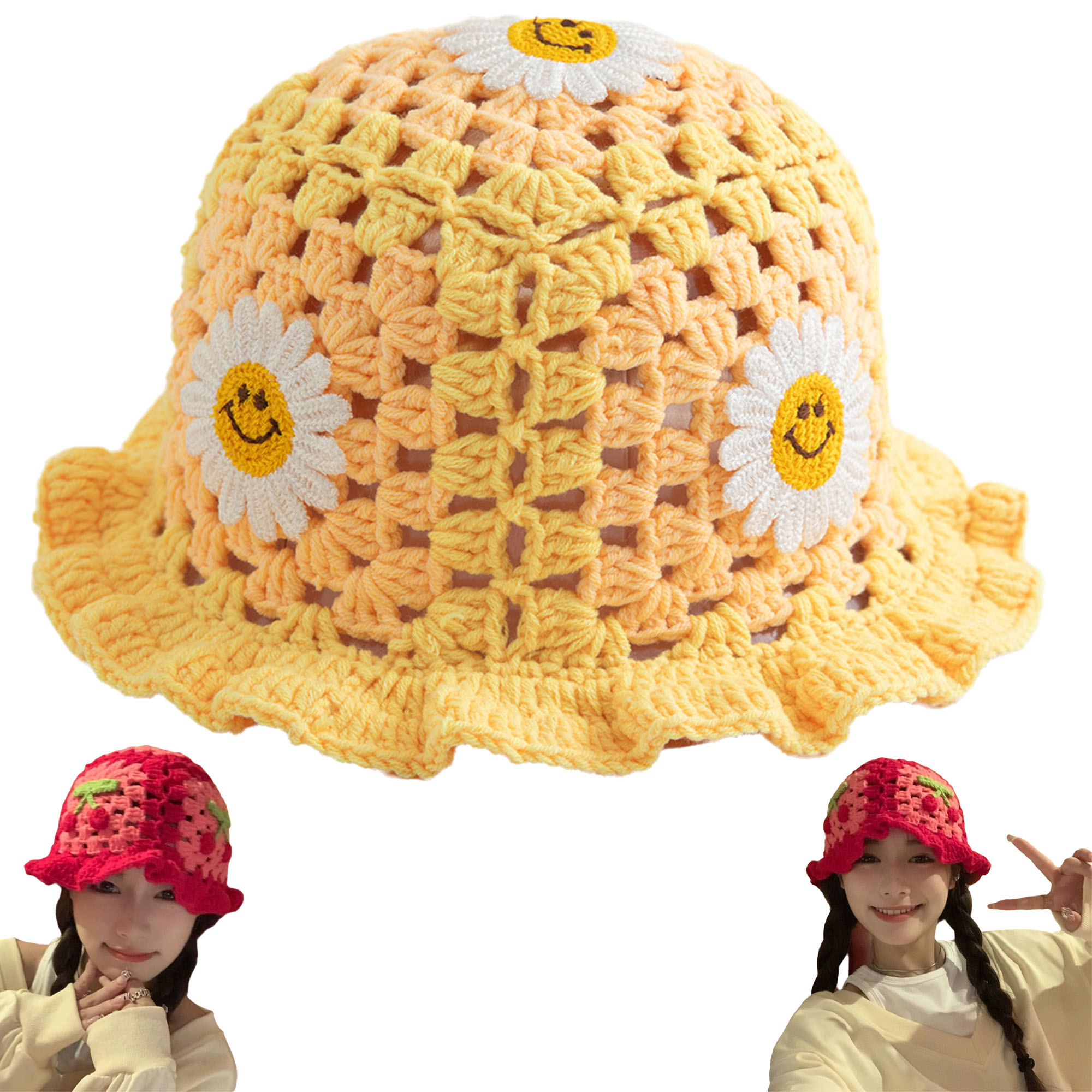 Strawberry Shortcake Hat,Strawberry Hat,Strawberry Crochet Bucket Hat ...