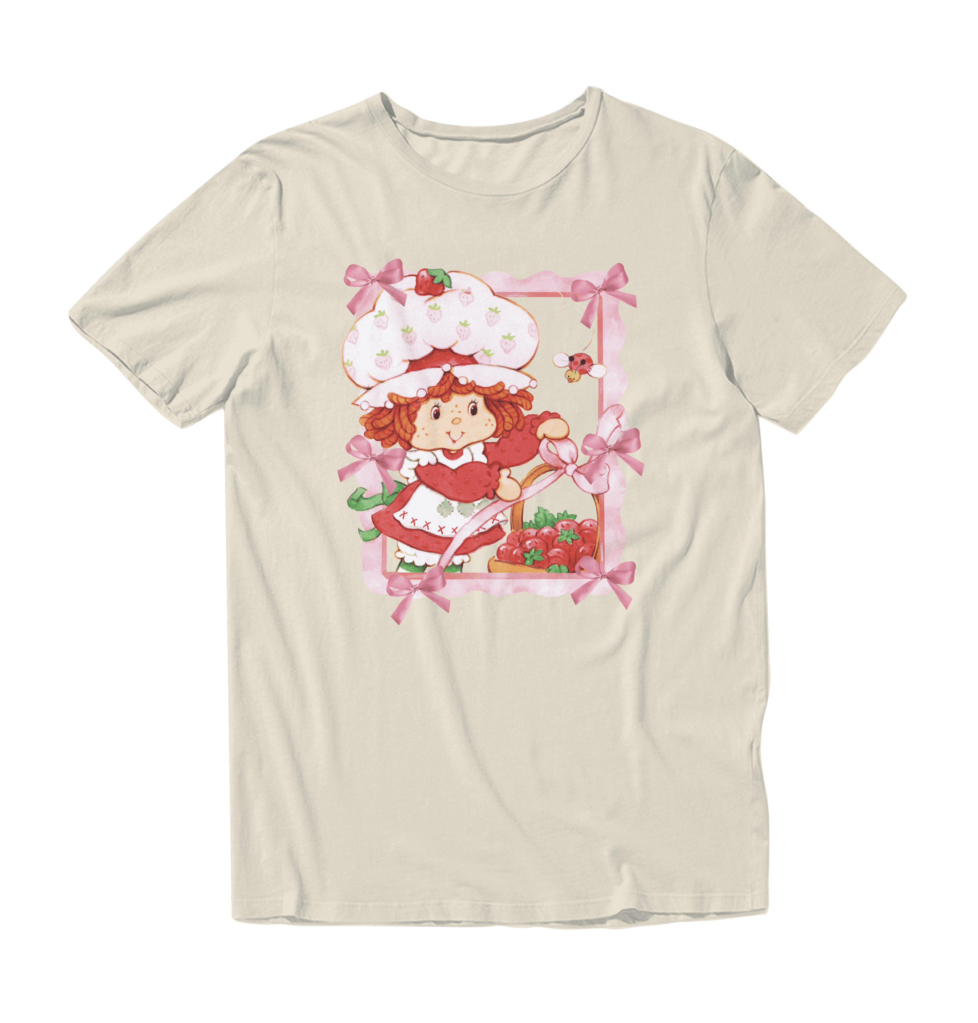 Strawberry Shortcake Ribbons Adult Unisex Short Sleeve T-Shirt (Beige ...