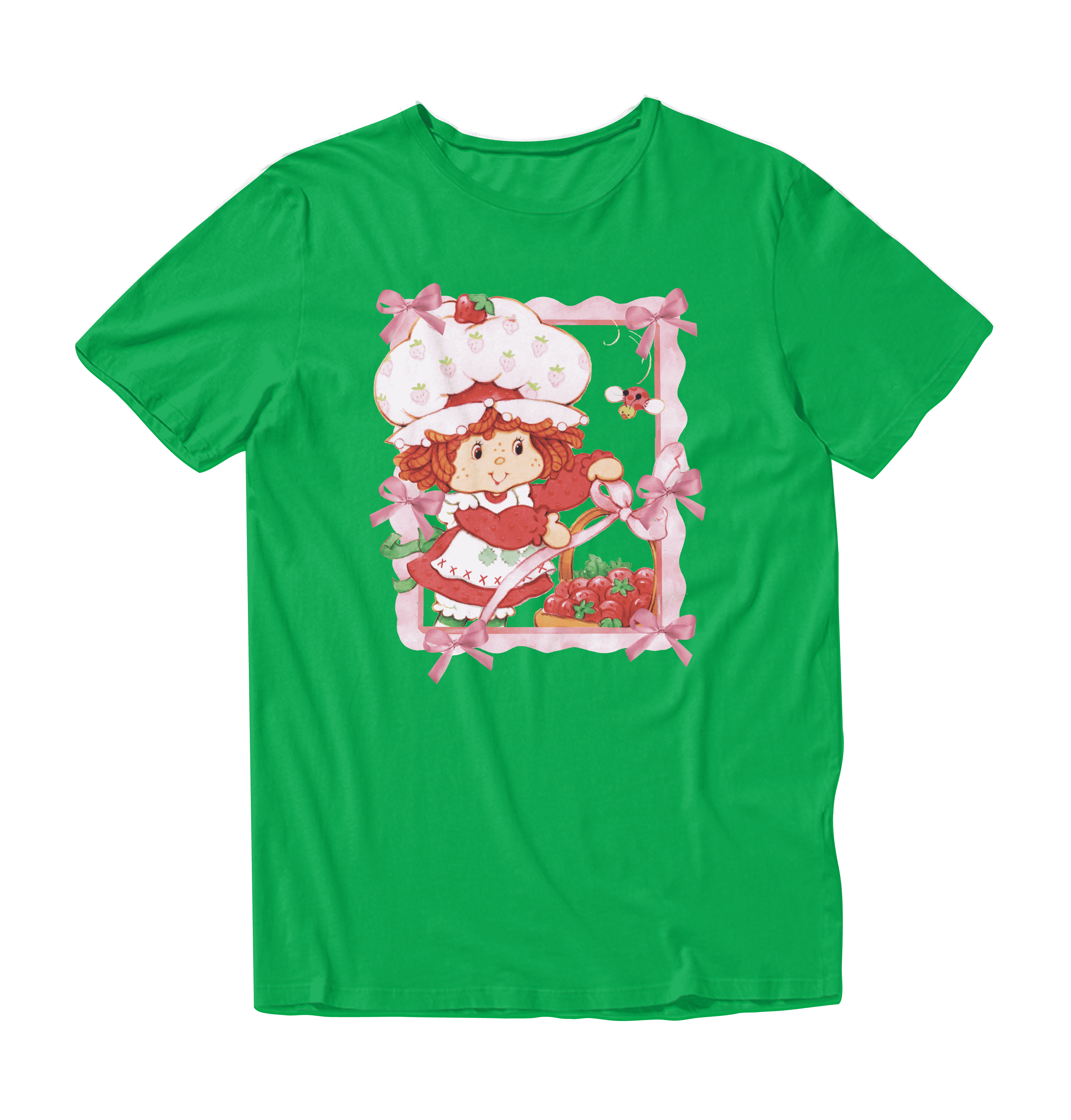 Strawberry Shortcake Ribbons Adult Unisex Short Sleeve T-Shirt (Green ...