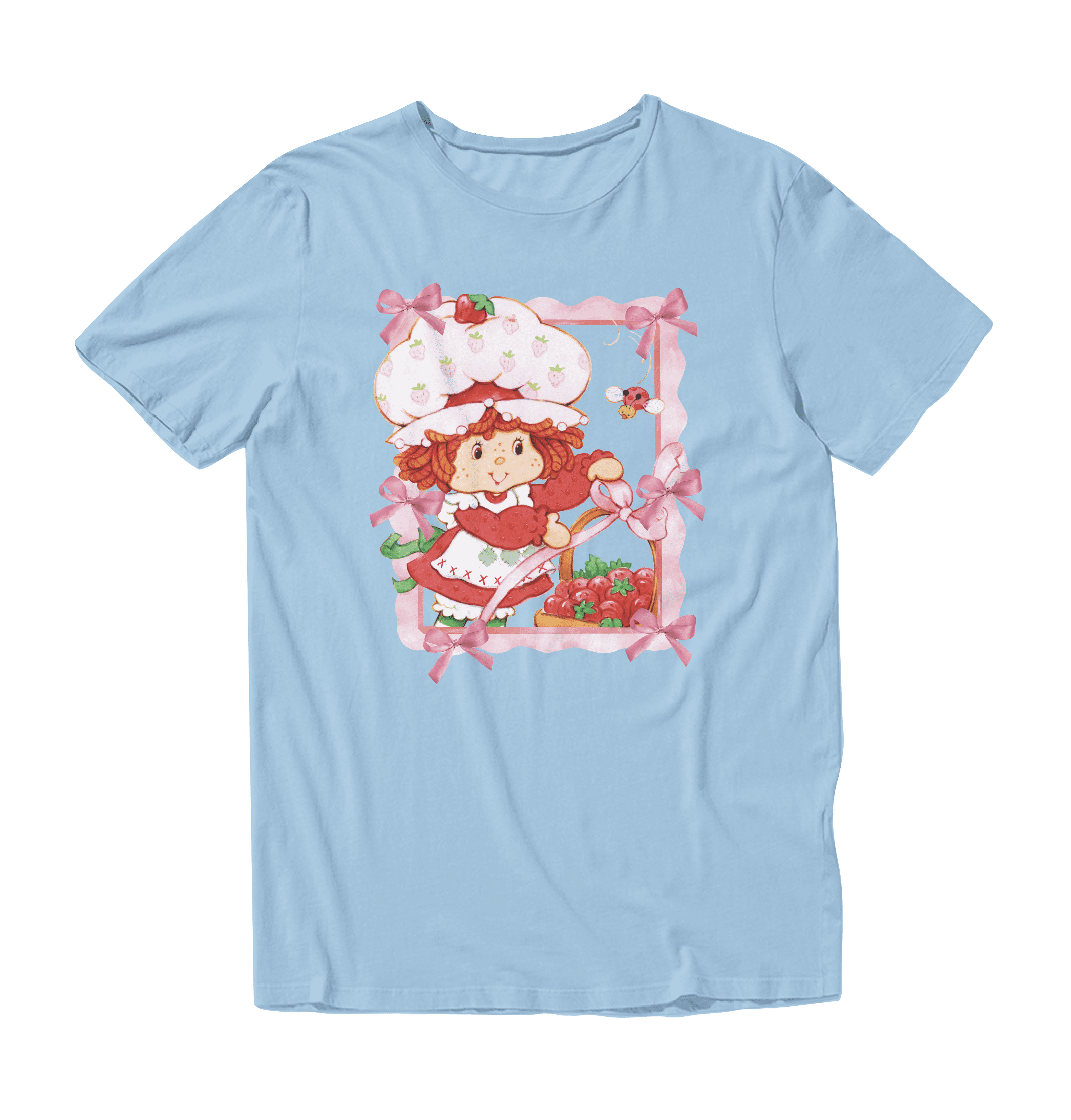 Strawberry Shortcake Ribbons Adult Unisex Short Sleeve T-Shirt (Light ...