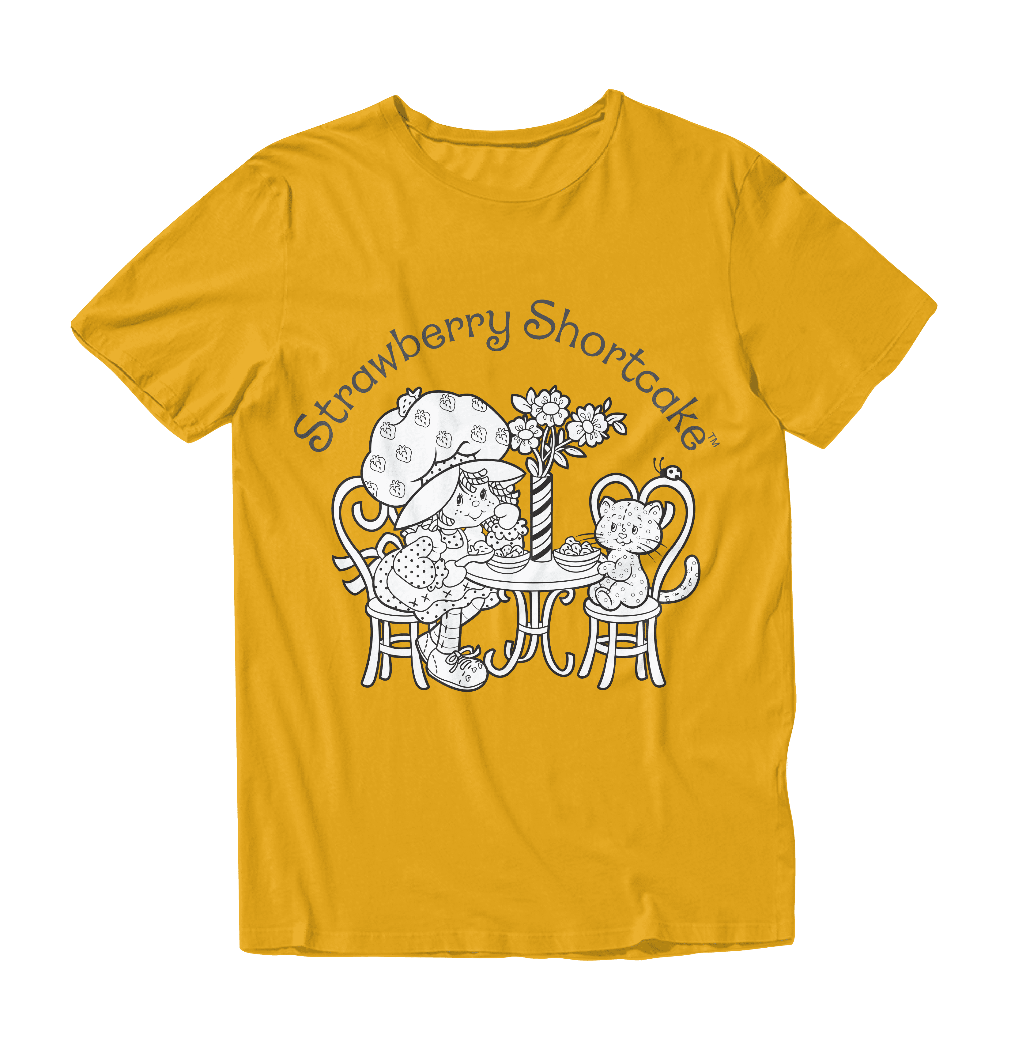 Strawberry Shortcake Strawberry Line Art Adult Unisex Short Sleeve T ...