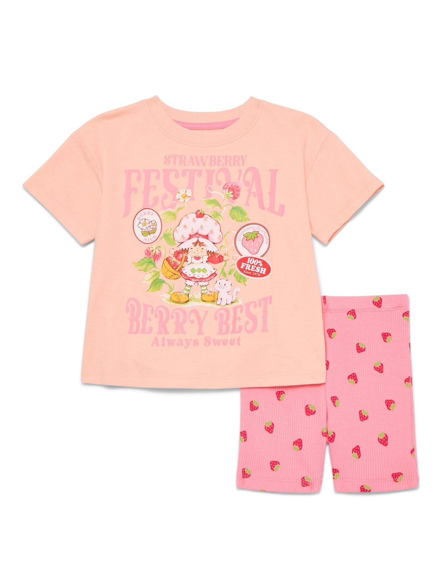 Strawberry Shortcake Toddler Girls Graphic Tee and Bike Shorts Set, 2-Piece, Sizes 12M-5T ...