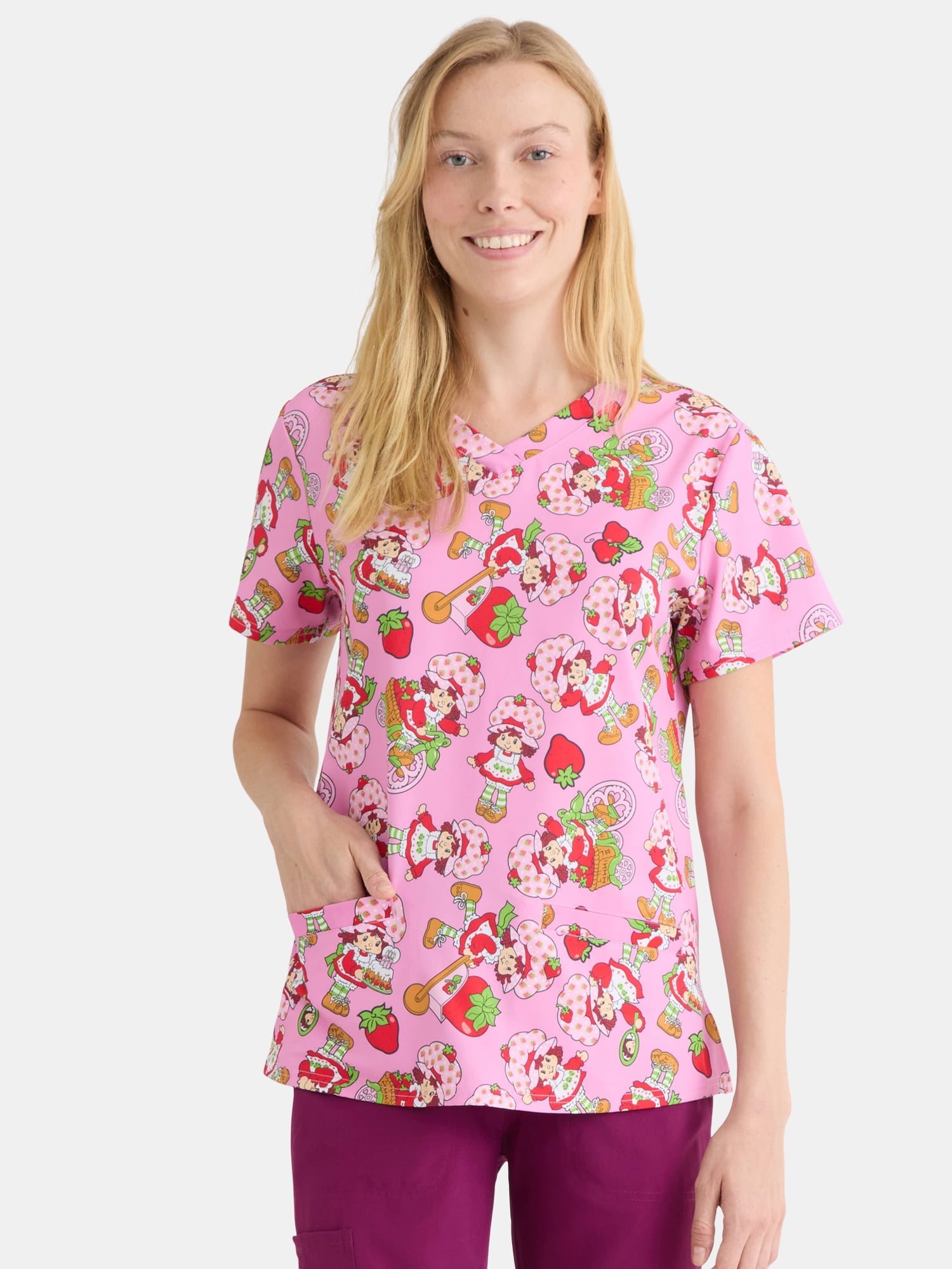 Strawberry Shortcake Women's Scrub Top, Sizes S-3XL - Walmart.com