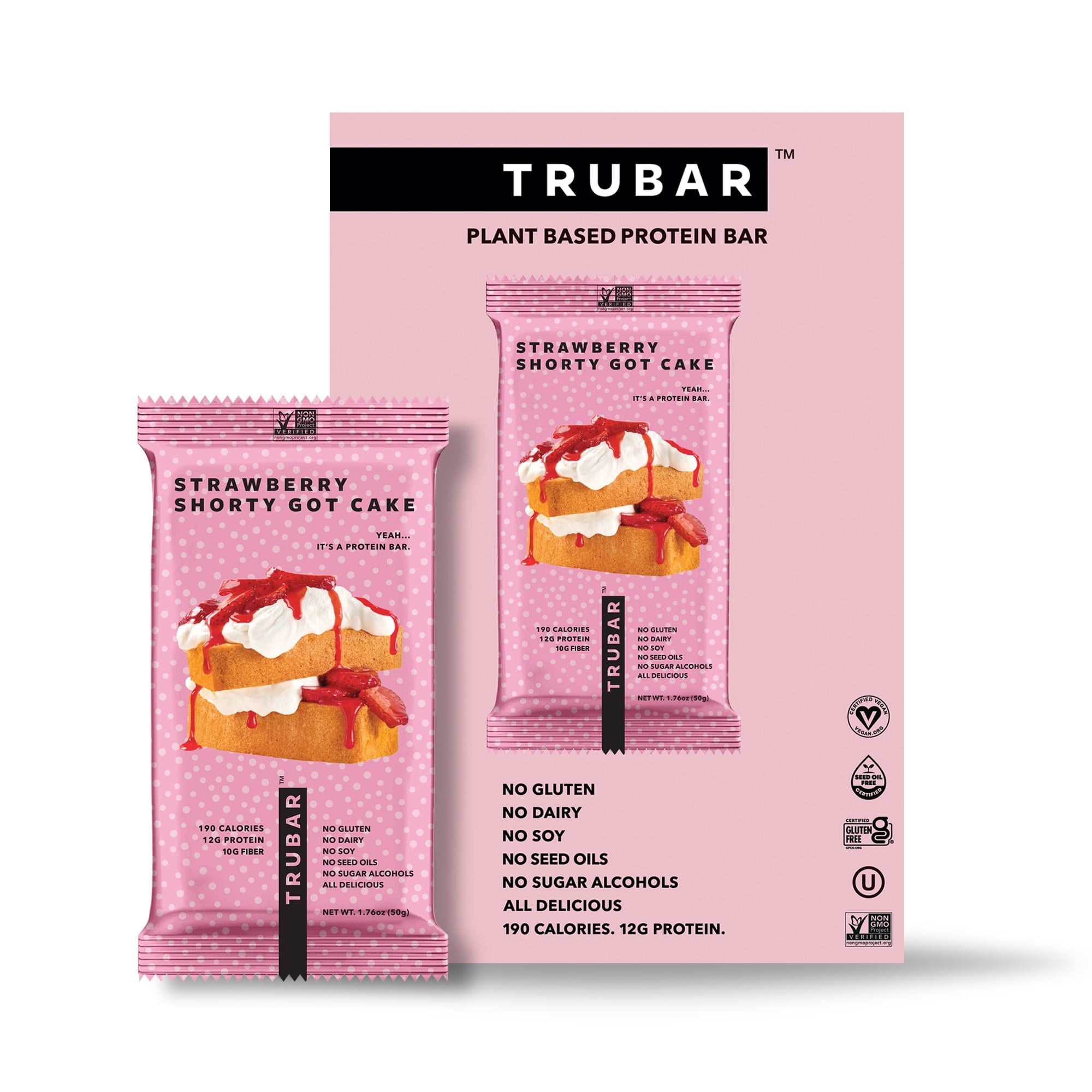 TRUBAR Protein Bar, Strawberry Shorty Got Cake, Plant Based Protein, Vegan, Gluten Free, Kosher ...