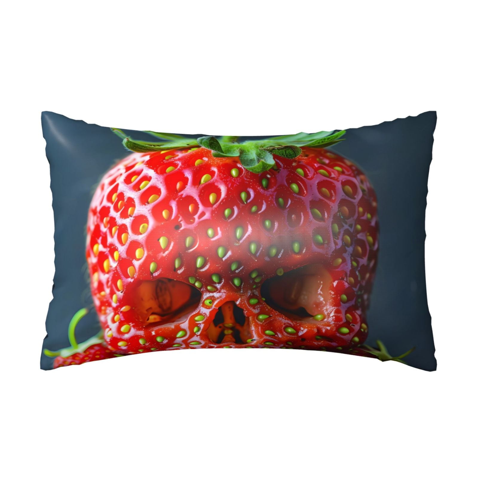Strawberry Skull Realistic Art Satin Pillowcase with Zipper for Hair ...