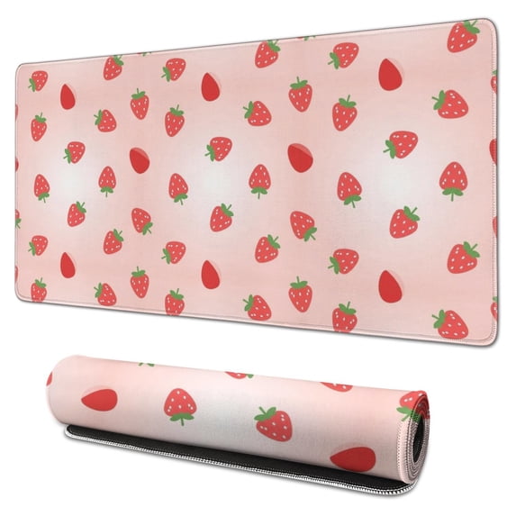 Strawberry and Slice Pink Pattern Extended Large Mouse Pad, Keyboard ...