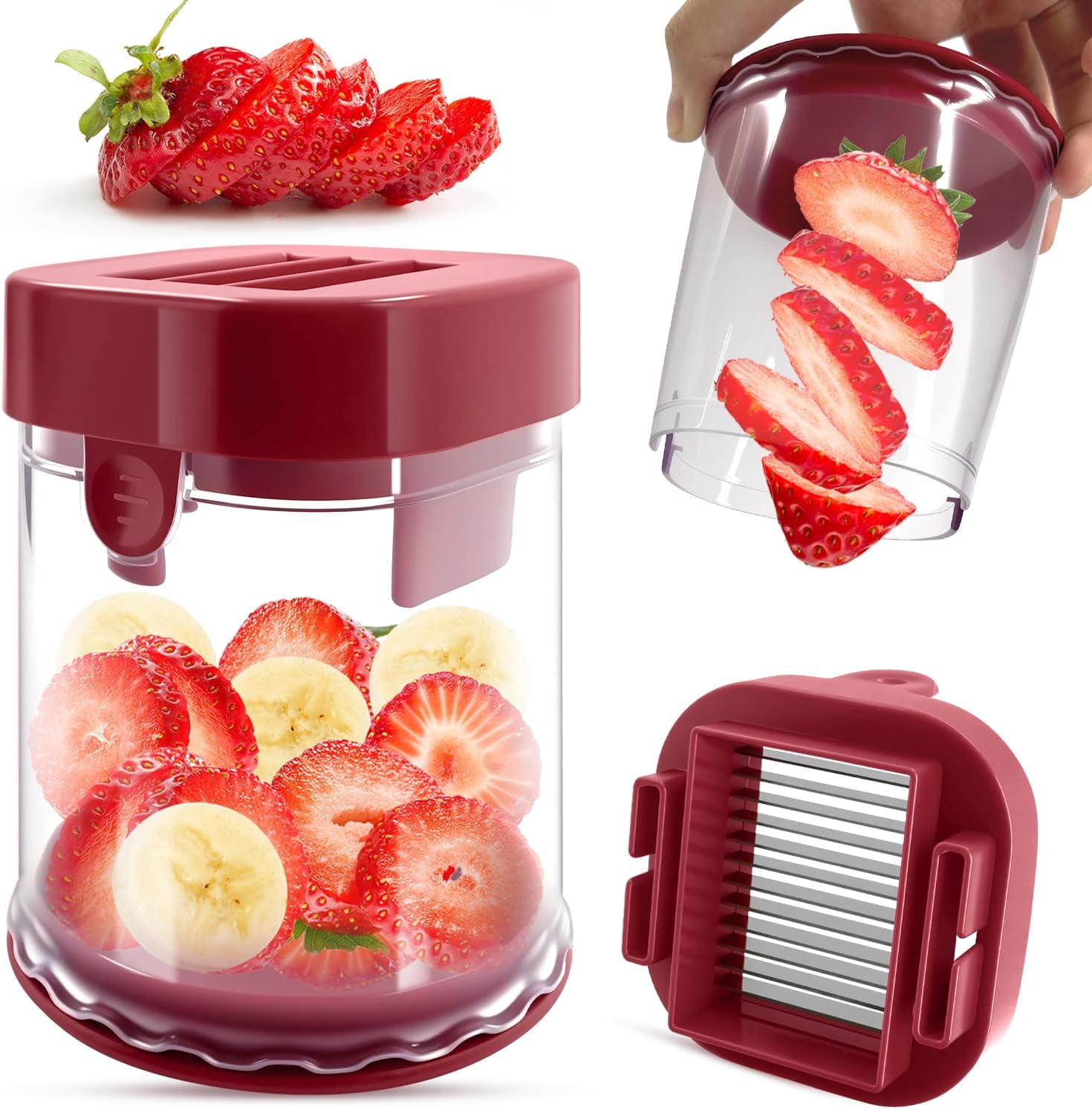 Strawberry Slicer Cup & Grape Cutter - Stainless Steel Fruit ...