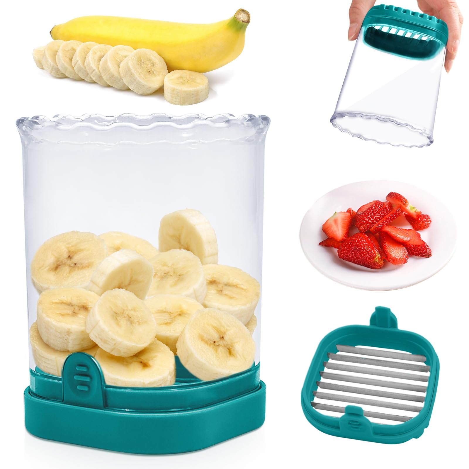 Strawberry Slicer Cup, Multi-Fruit Cutter for Banana Grape Egg, Quick ...