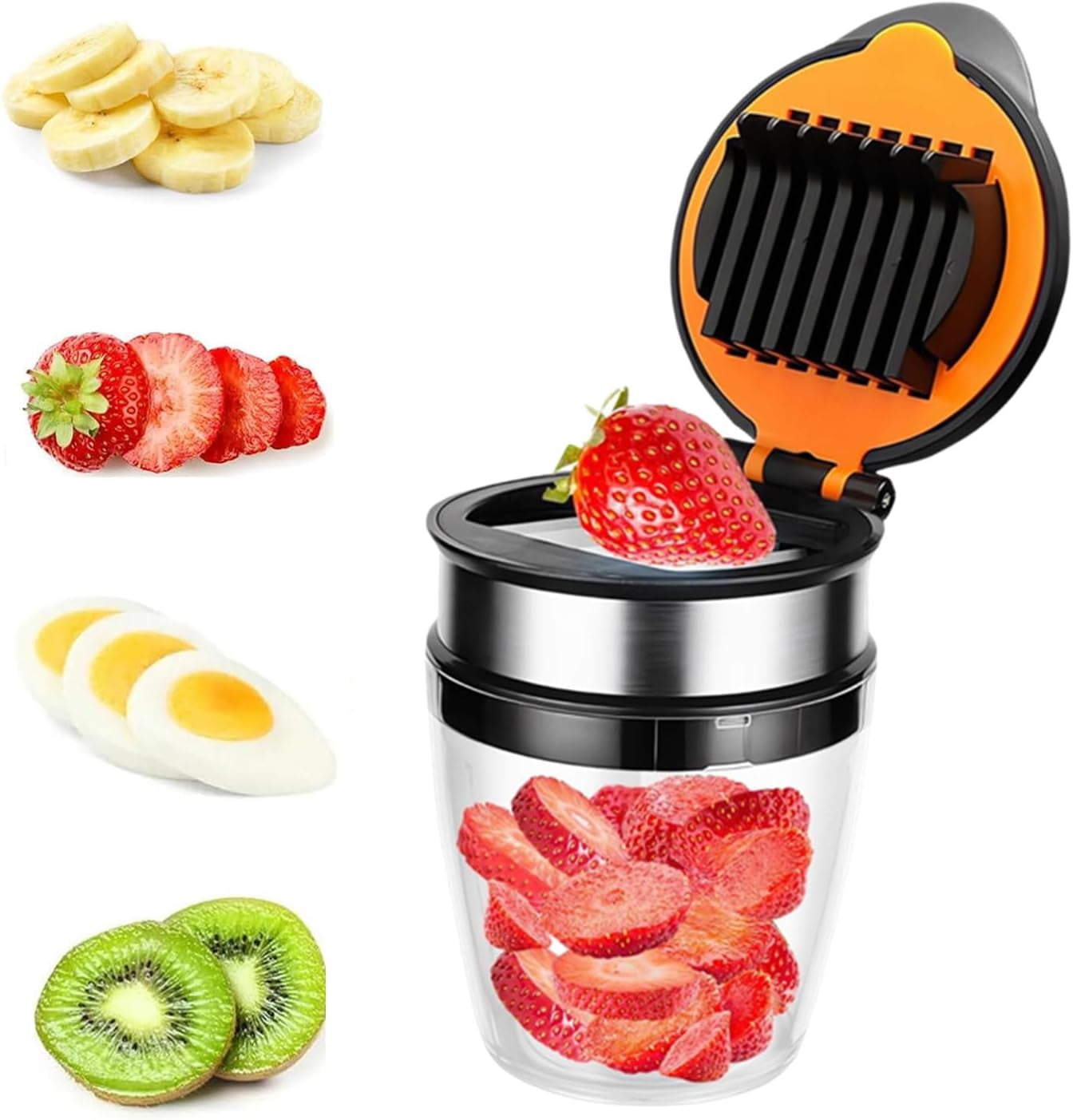 Strawberry Slicer Cup, Stainless Steel Fruit and Vegetable Fast Slicer ...