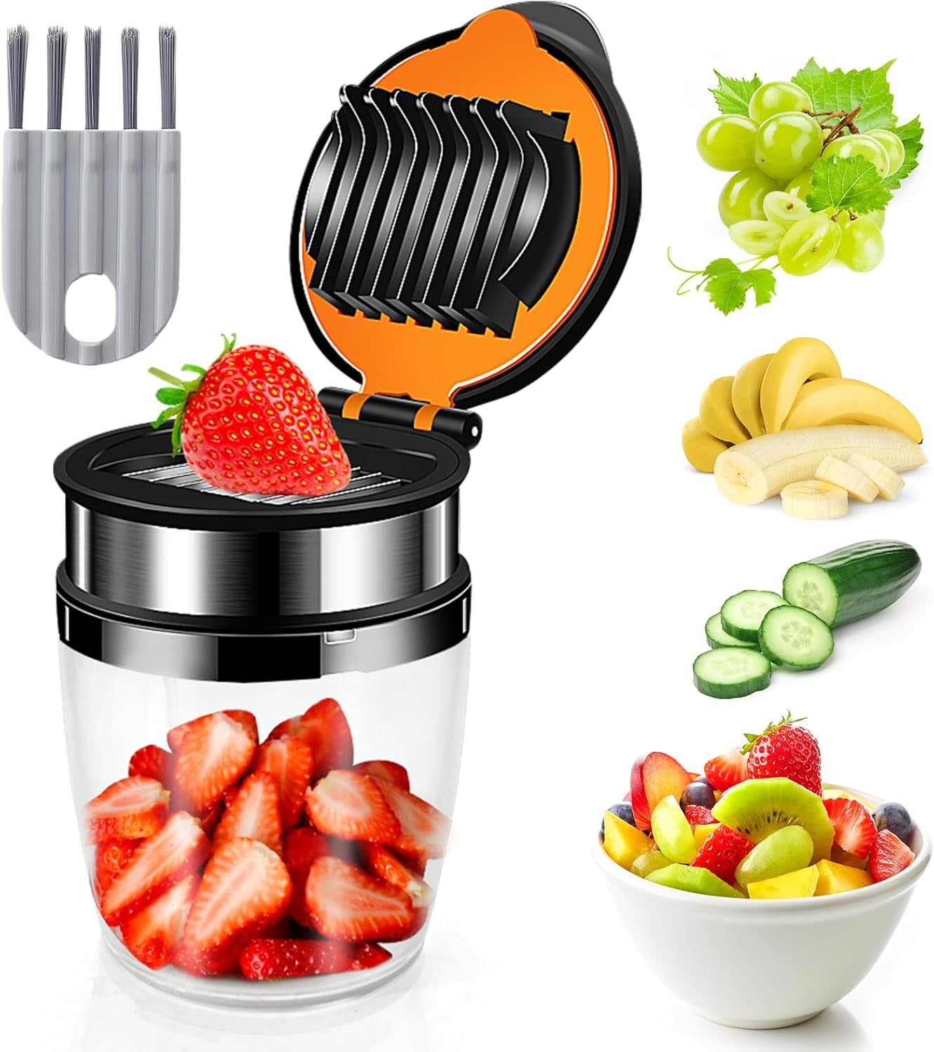 Strawberry Slicer, Egg/Banana/Grape/Mushroom/Kiwi Chopper, Stainless ...