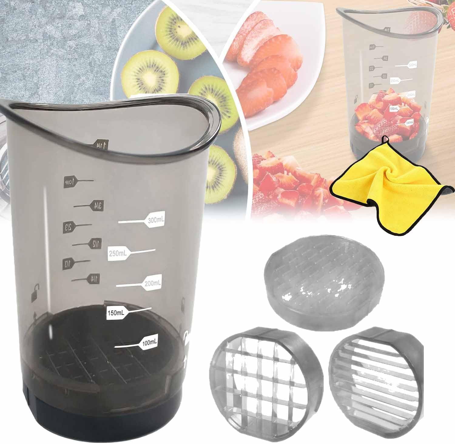 Strawberry Slicer Kitchen Gadget, Fruit Slicers Cup with Lid, Fruit ...