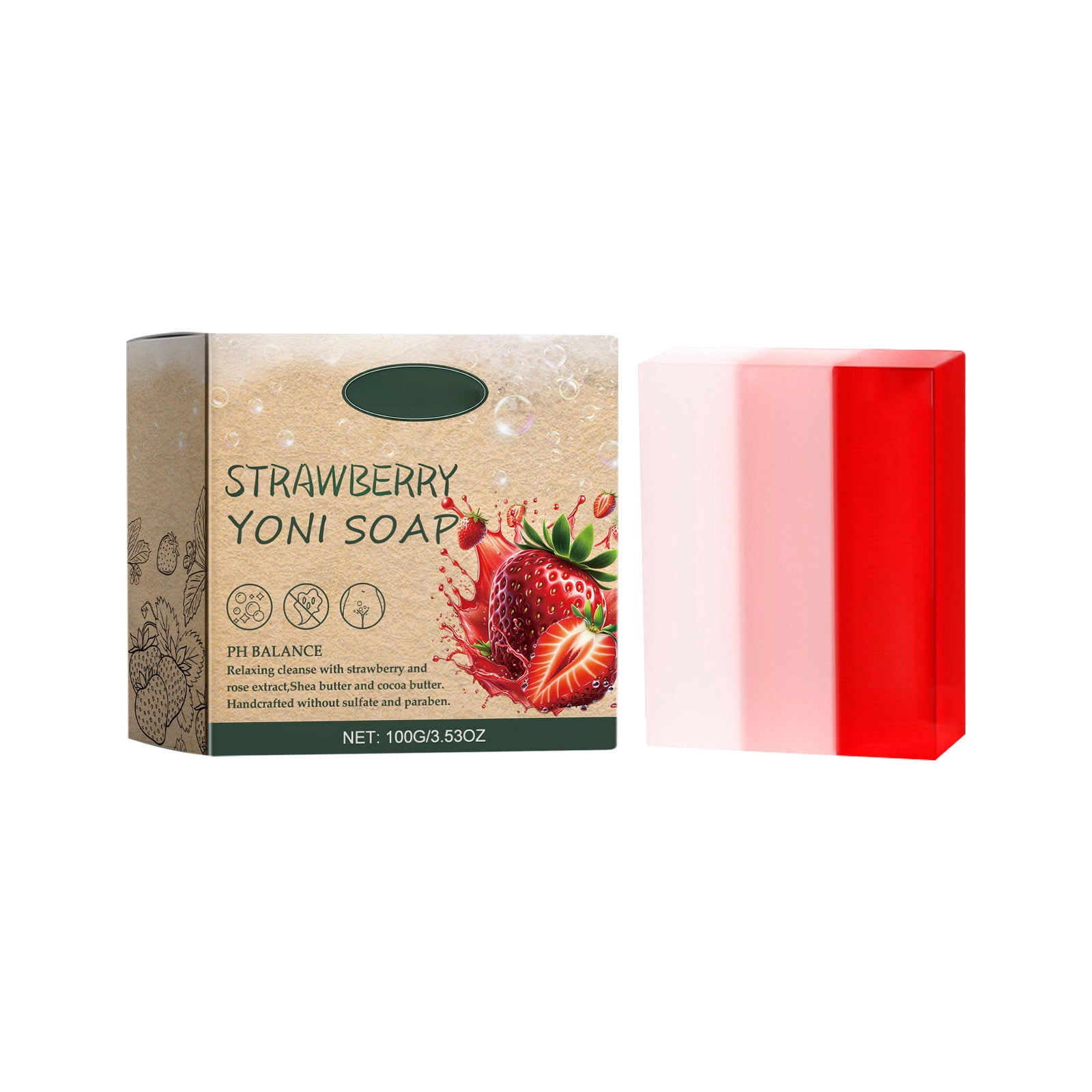 Strawberry Soap Bar, Natural Bar Soap Wash Feminine Wash for Women Ph ...
