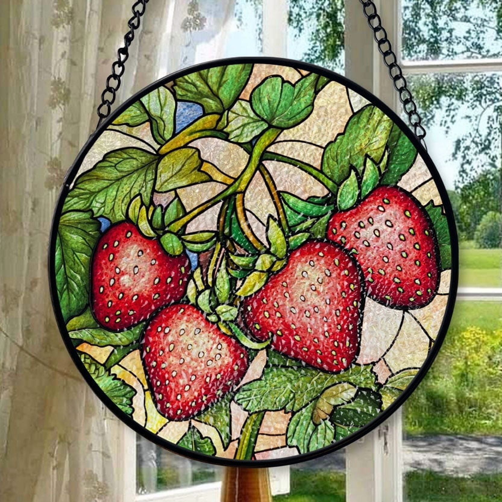 Strawberry Stained Glass Sun Catcher Strawberries LightCatcher Berry ...