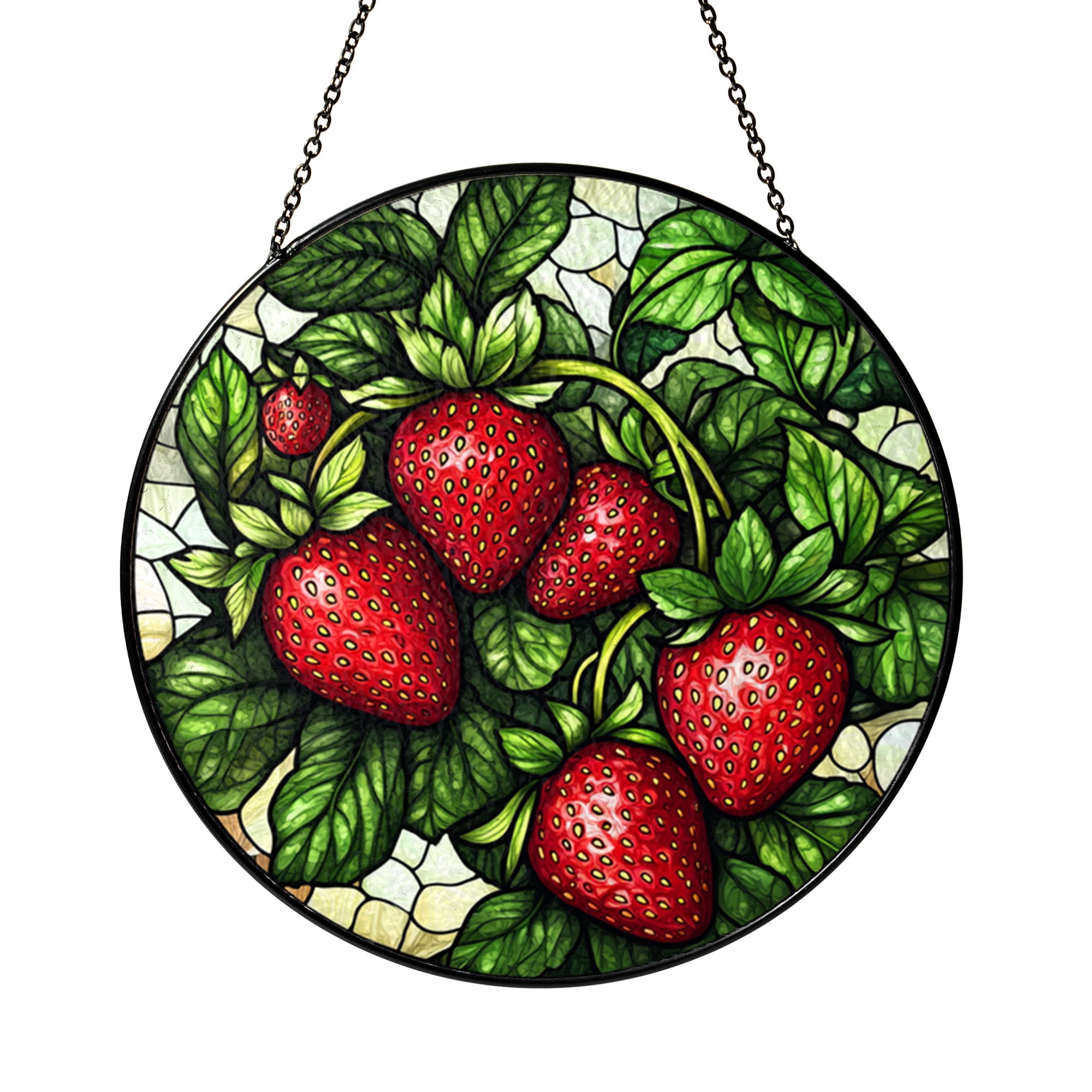Strawberry Stained Glass Suncatcher – Fruit Kitchen Window Decor ...