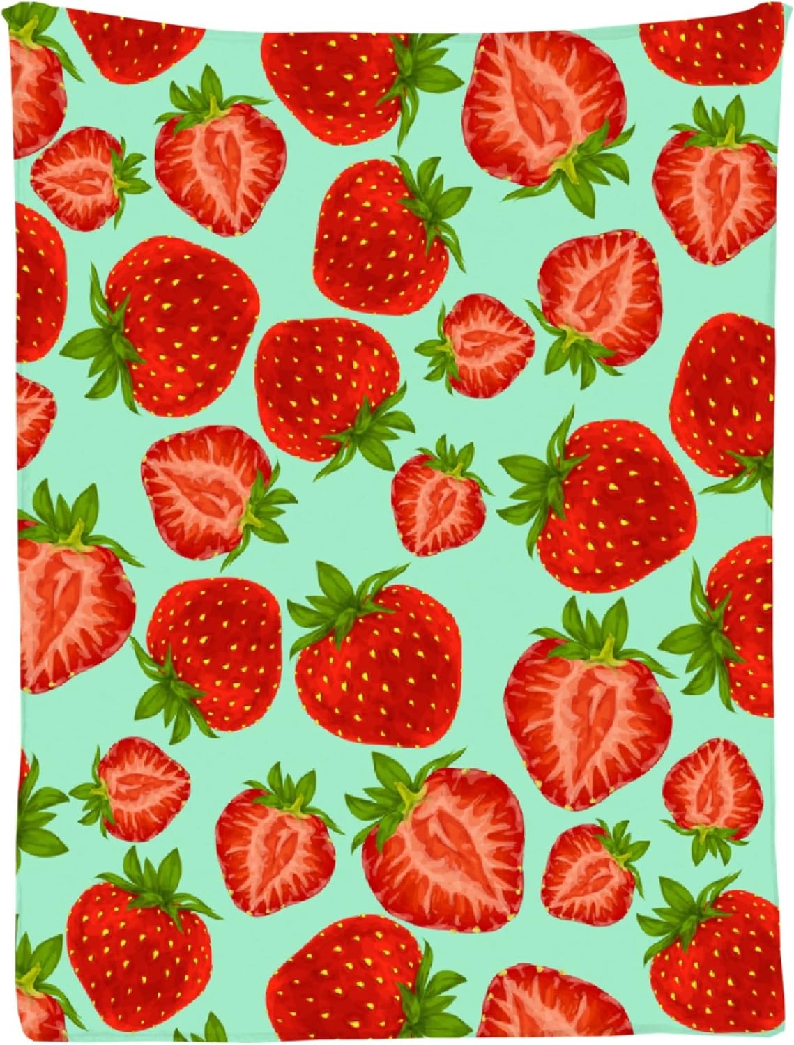 Strawberry Super Soft Micro Fleece Blankets Quilt Plush Lightweight ...