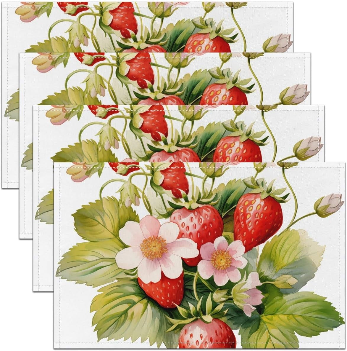 Strawberry Table Mats Placemat 12"x18" Kawaii Strawberry Placemats Set ...