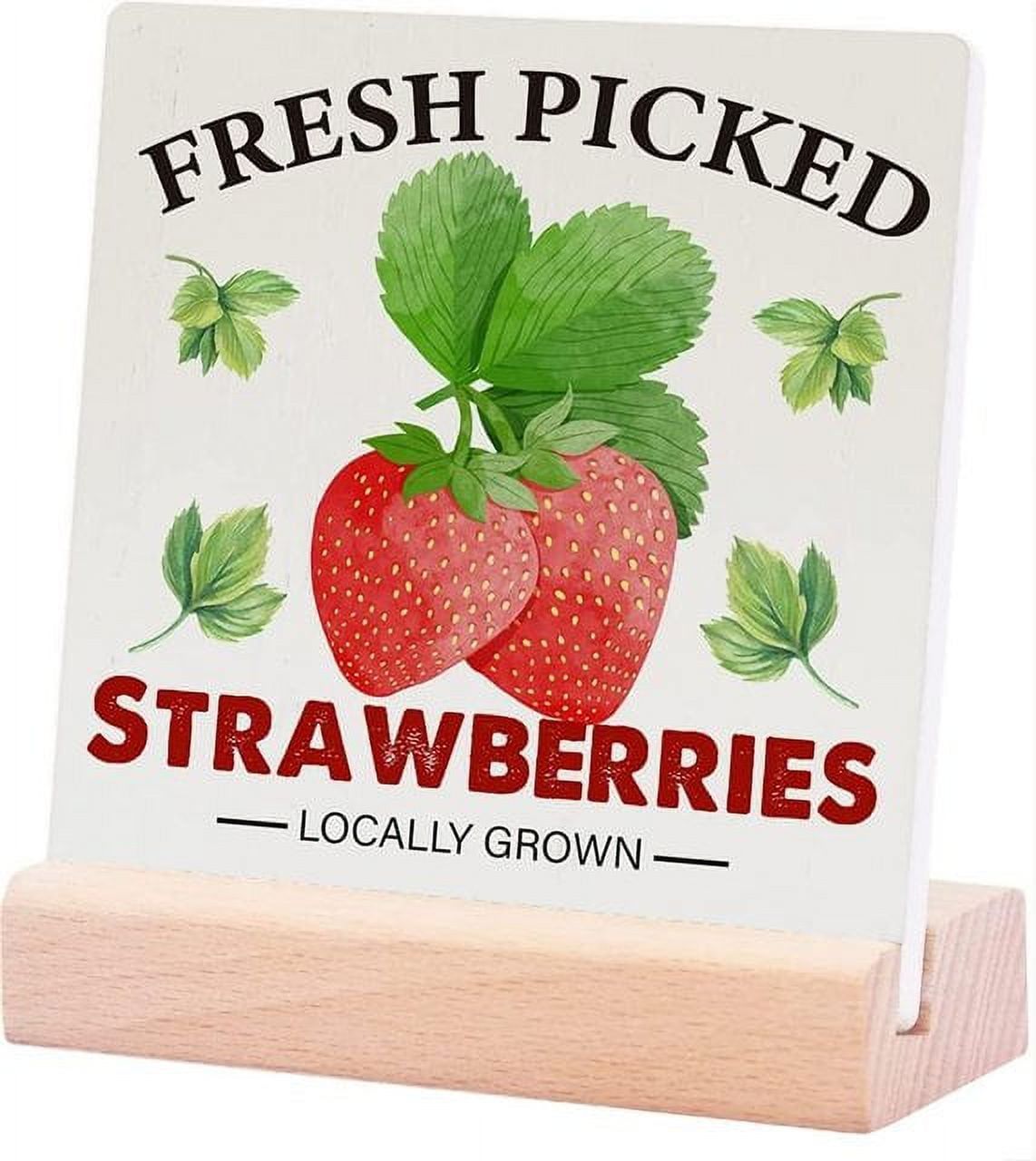 Strawberry Table Sign Fresh Picked Strawberries Ceramic Table Sign ...