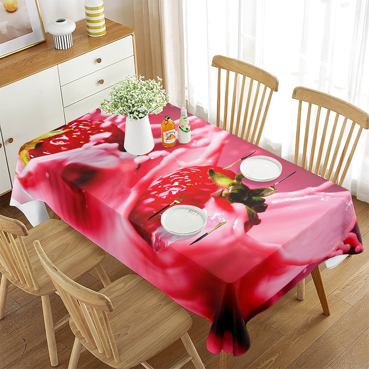 Strawberry Tablecloth Red Sweet and Sour Fruit r Home for Dining Room ...