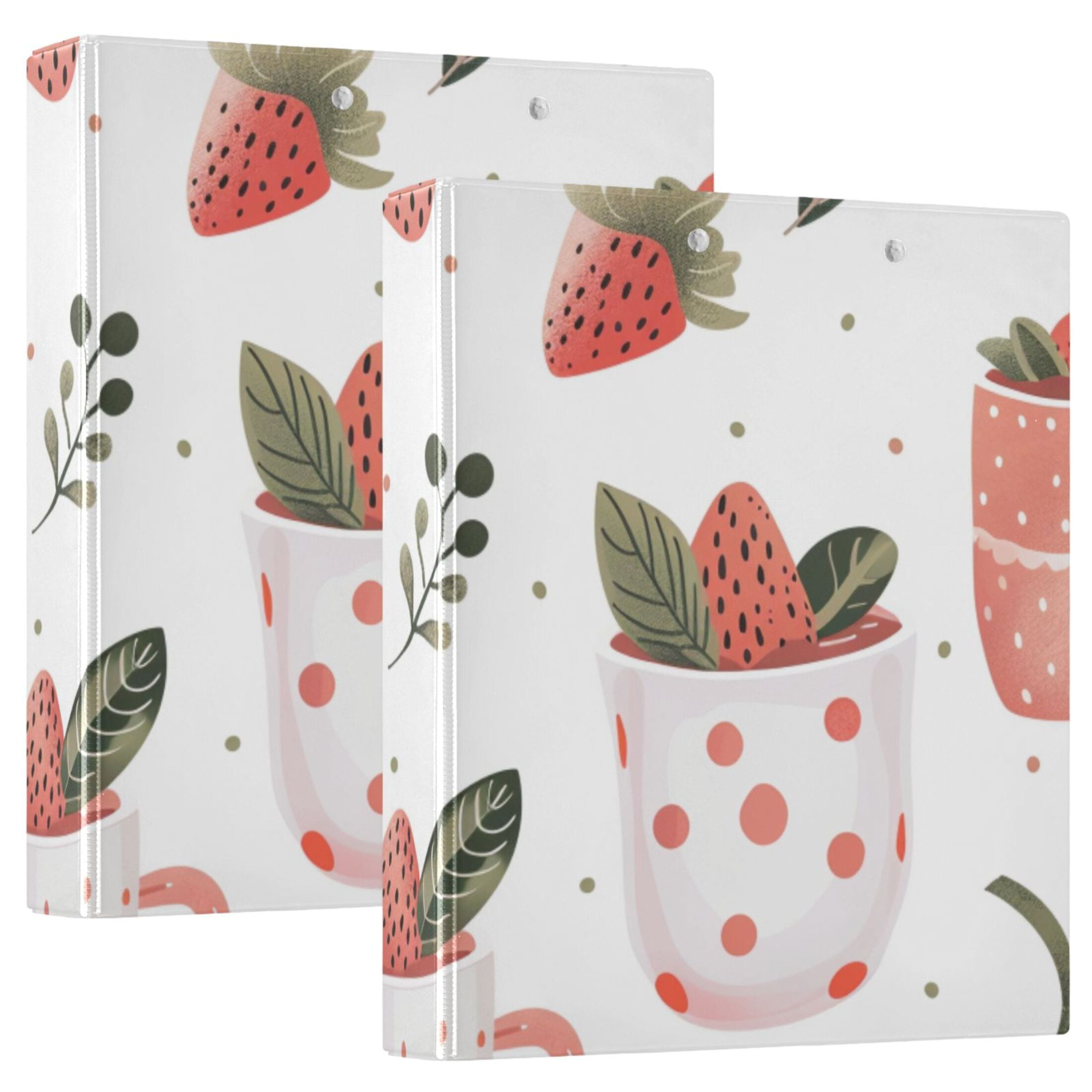 Strawberry Tea 3 Ring Binders 1.5 inch Hardcover File Folders with ...