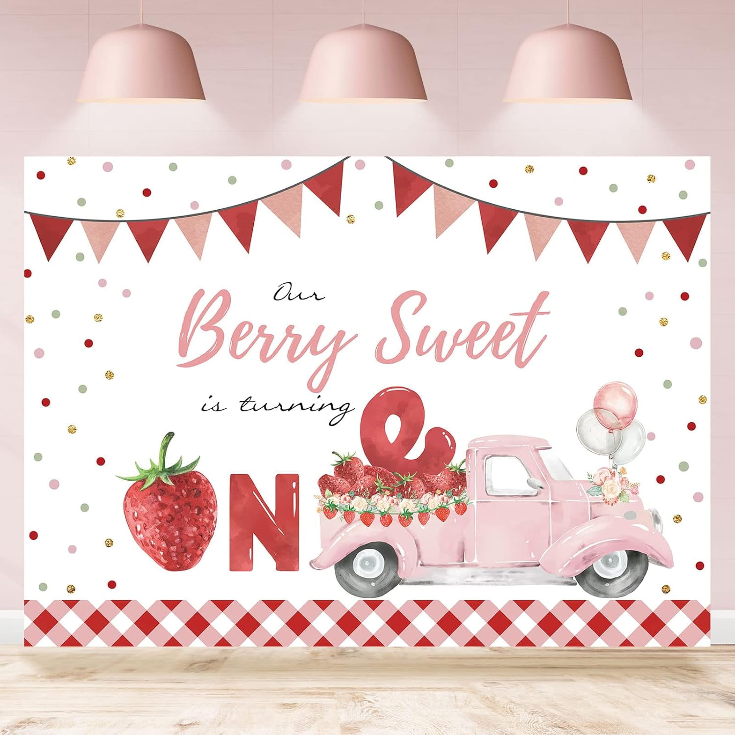 Strawberry Theme Birthday Party Backdrop Decorations for Berry Sweet ...