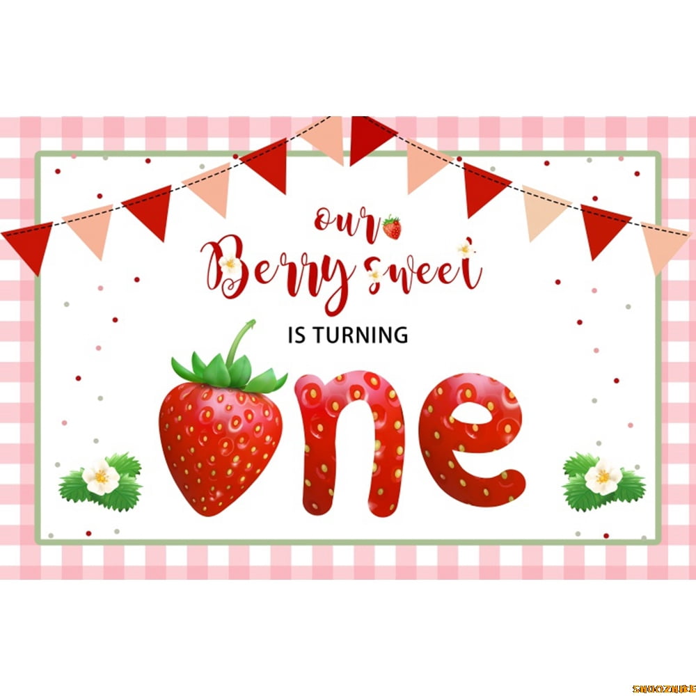 Strawberry Theme Sweet One 1st Birthday Backdrop Party r Newborn Baby ...