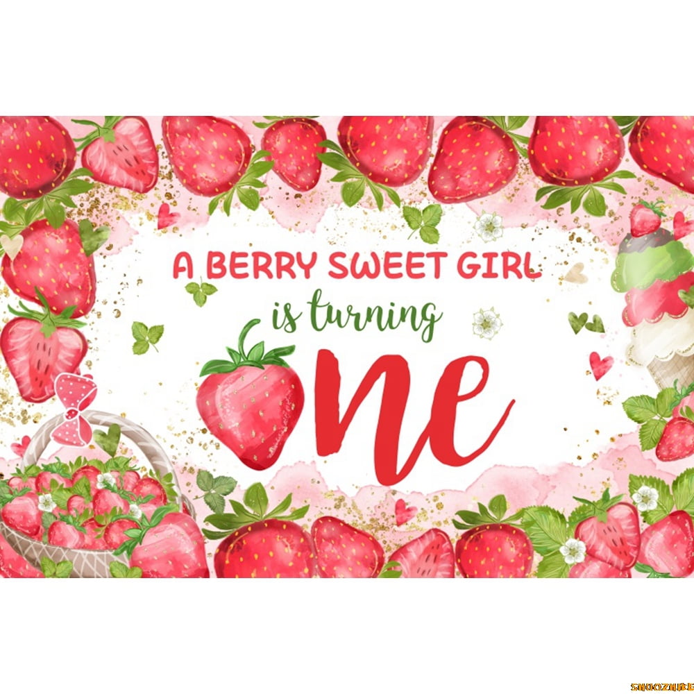 Strawberry Theme Sweet One 1st Birthday Backdrop Party r Newborn Baby ...