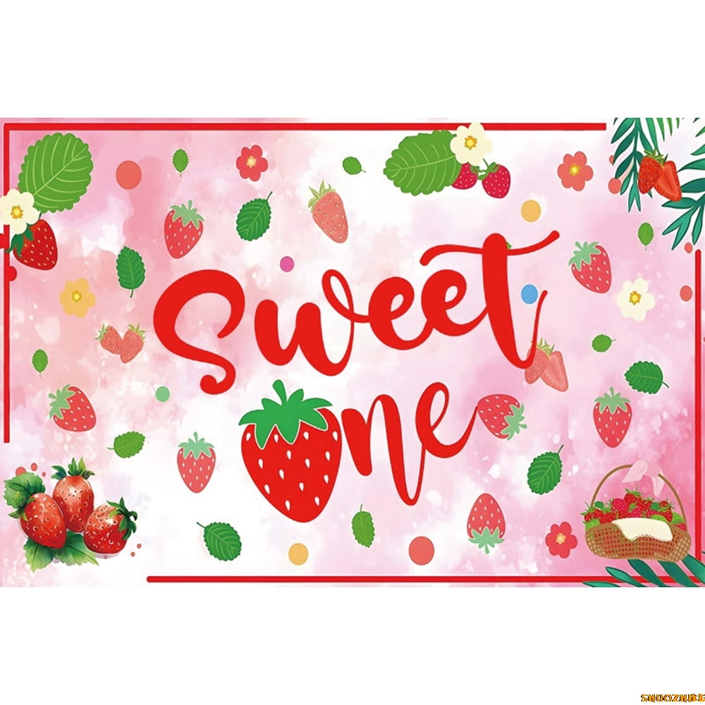 Strawberry Theme Sweet One 1st Birthday Backdrop Party r Newborn Baby ...