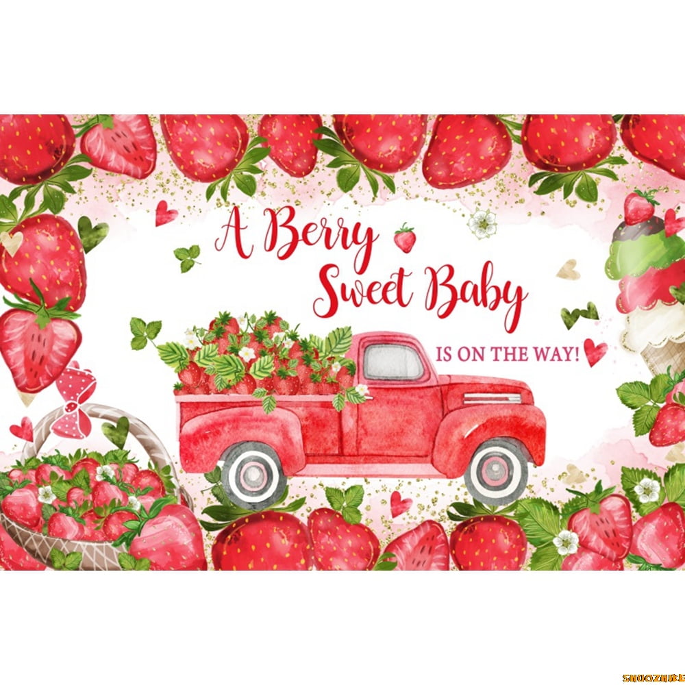 Strawberry Theme Sweet One 1st Birthday Backdrop Party r Newborn Baby ...