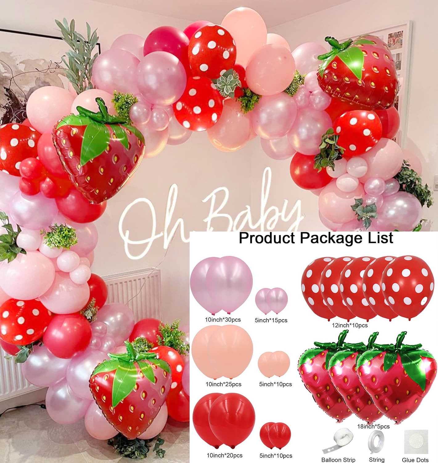 Strawberry Themed Birthday Party Decorations Strawberry Balloons ...