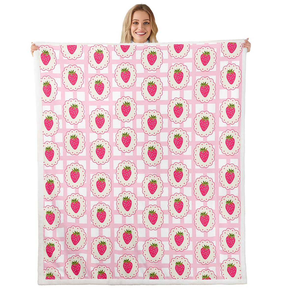 Strawberry Throw Blanket ,Cartoon Tropical Fruit Sweet Strawberry Fuzzy ...